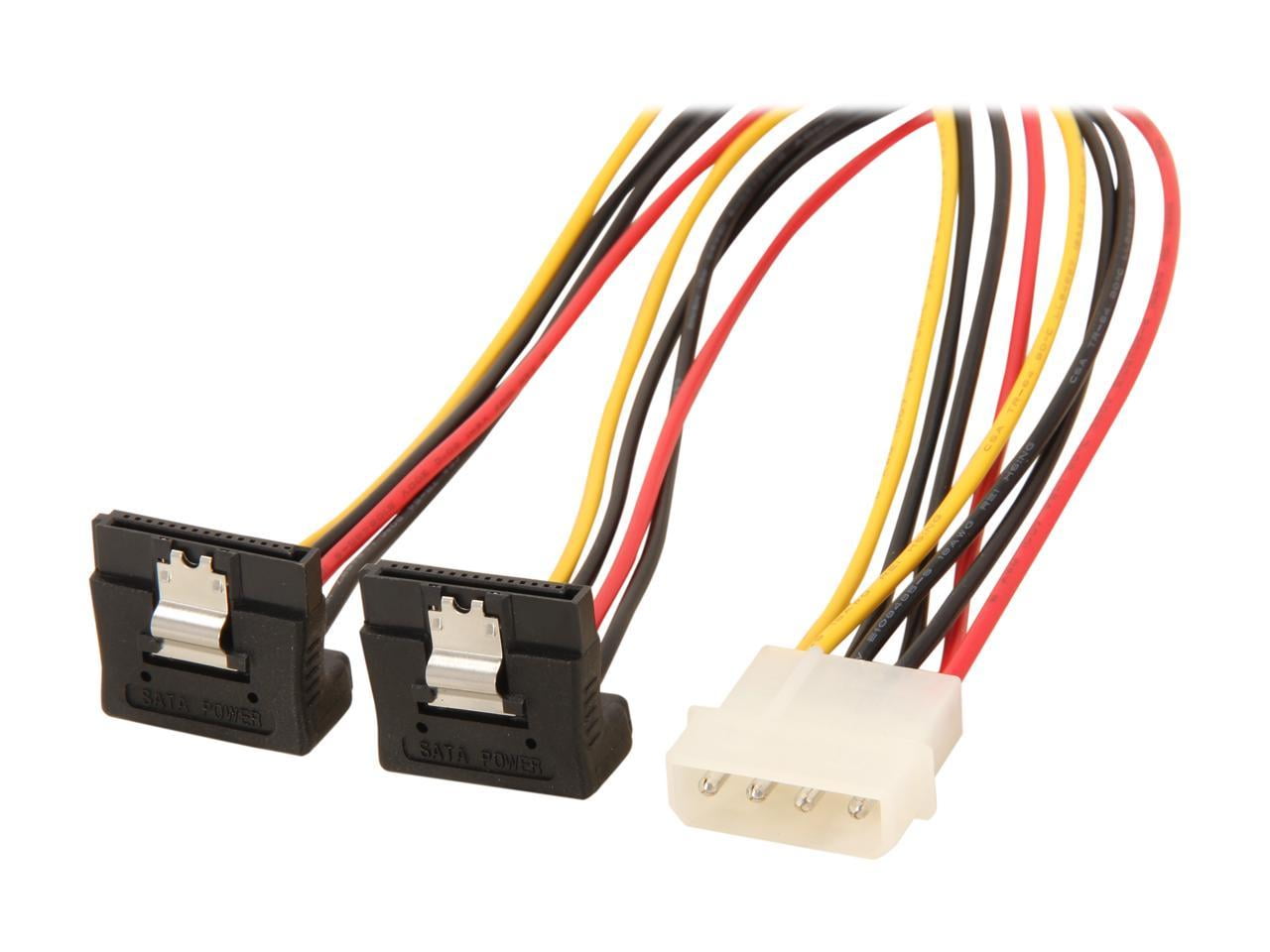 StarTech.com PYO2LP4LSATR 1 ft. LP4 to 2x Right Angle Latching SATA ...