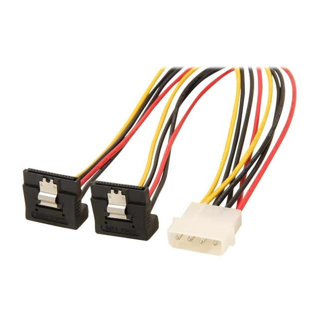 StarTech.com PYO2LP4LSATR 1 ft. LP4 to 2x Right Angle Latching SATA ...