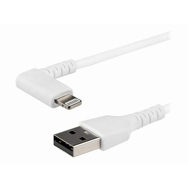 StarTech 3.3ft Angled Lightning to USB Heavy Duty Cable RUSBLTMM1MWR ...