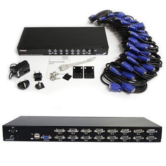 StarTech.com SV1631DUSBUK 16 Port 1U Rack Mount USB KVM Switch Kit with ...