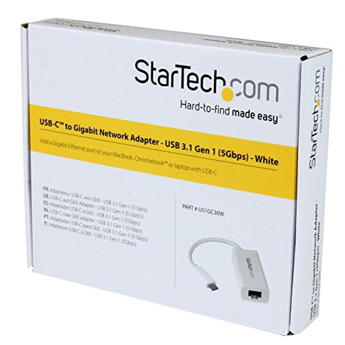 StarTech USB 3.0 Type C to Gigabit Ethernet Network Adapter, White ...