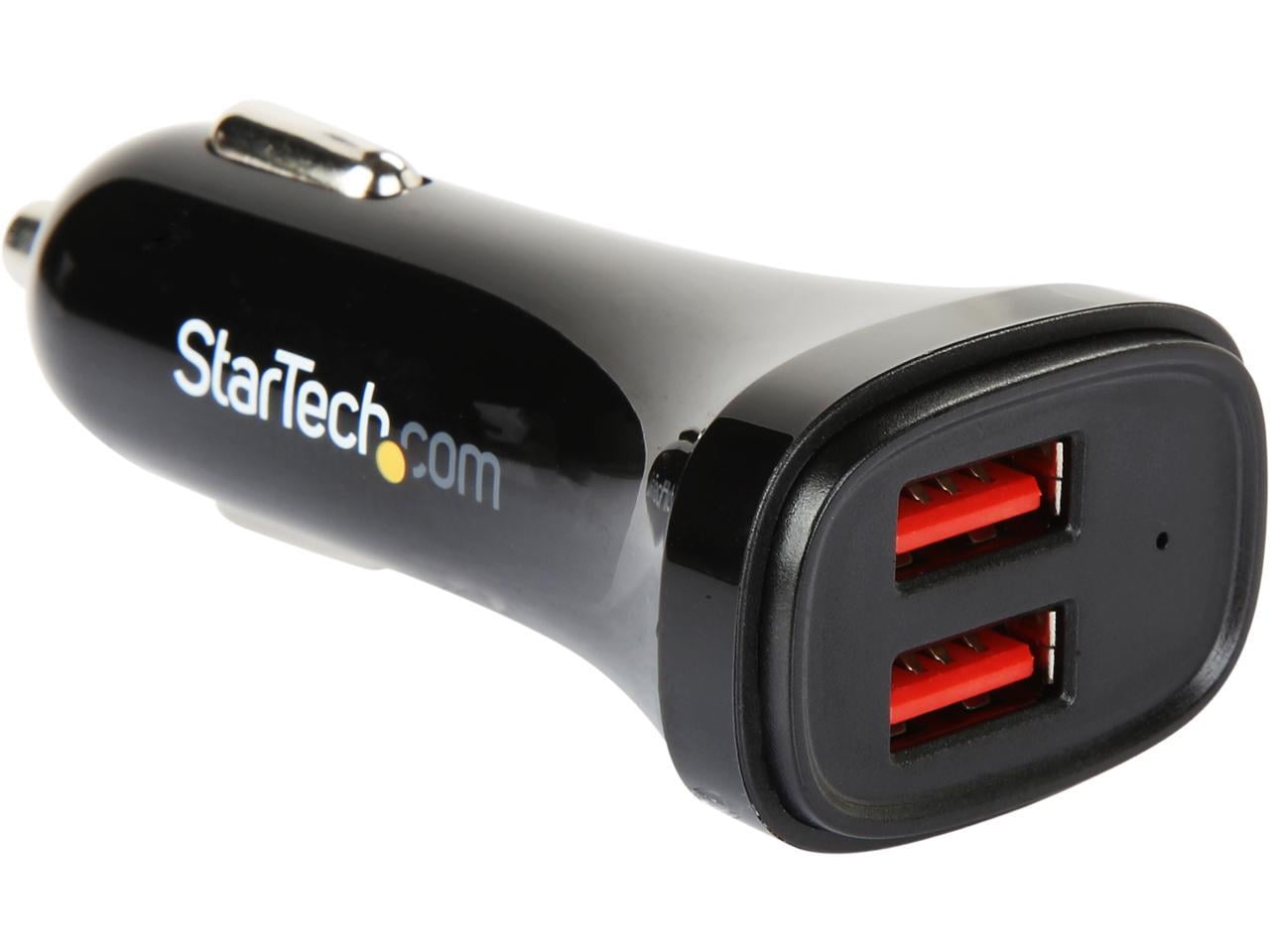 StarTech.com USB2PCARBKS Black Dual-Port USB Car Charger - 24W/4.8A ...