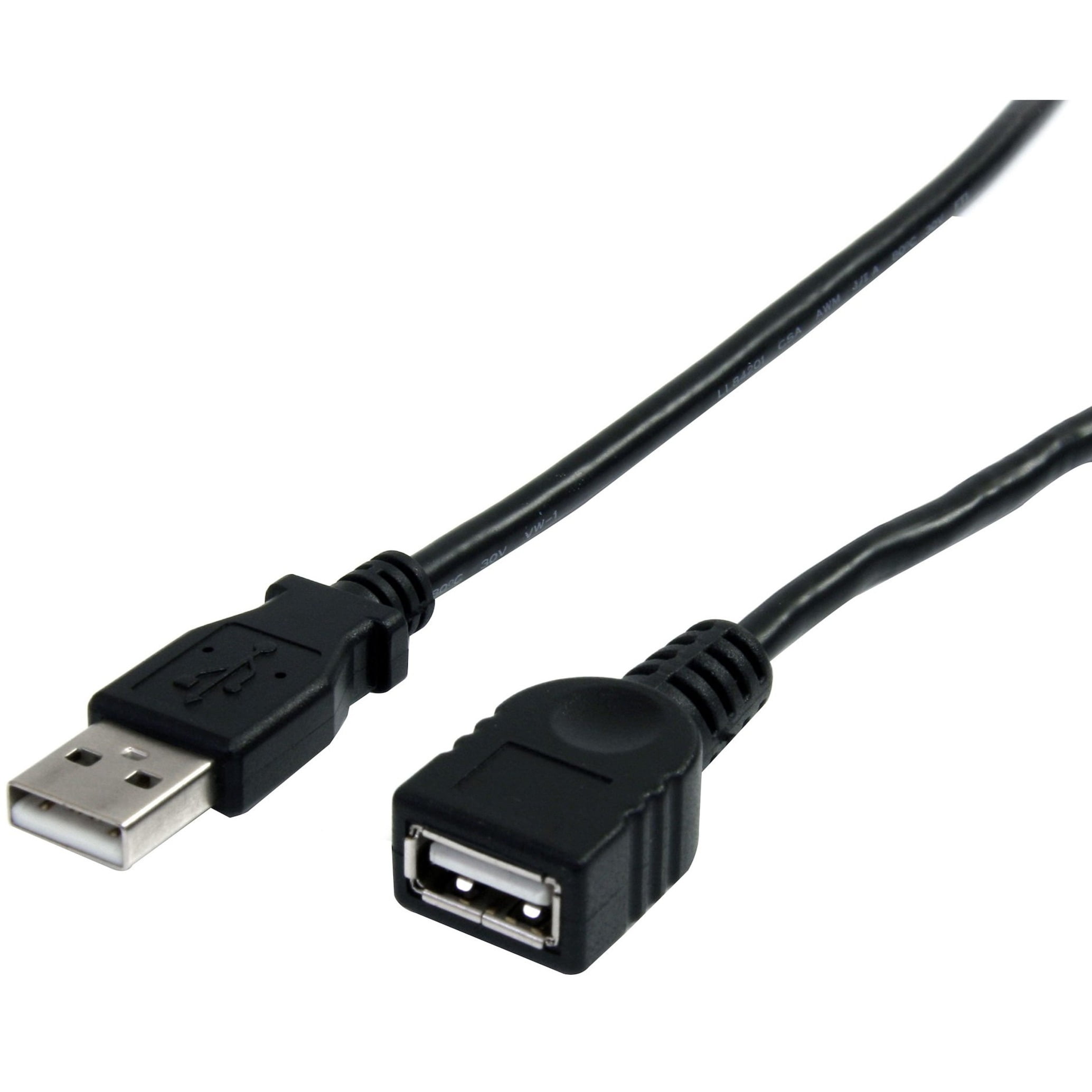 StarTech.com USBEXTAA10BK 10 ft. Black USB 2.0 Extension Cable A to A ...