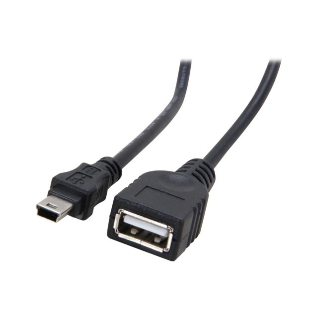 StarTech.com USBMUSBFM1 Black Mini USB 2.0 Cable - USB A to Mini B F/M ...