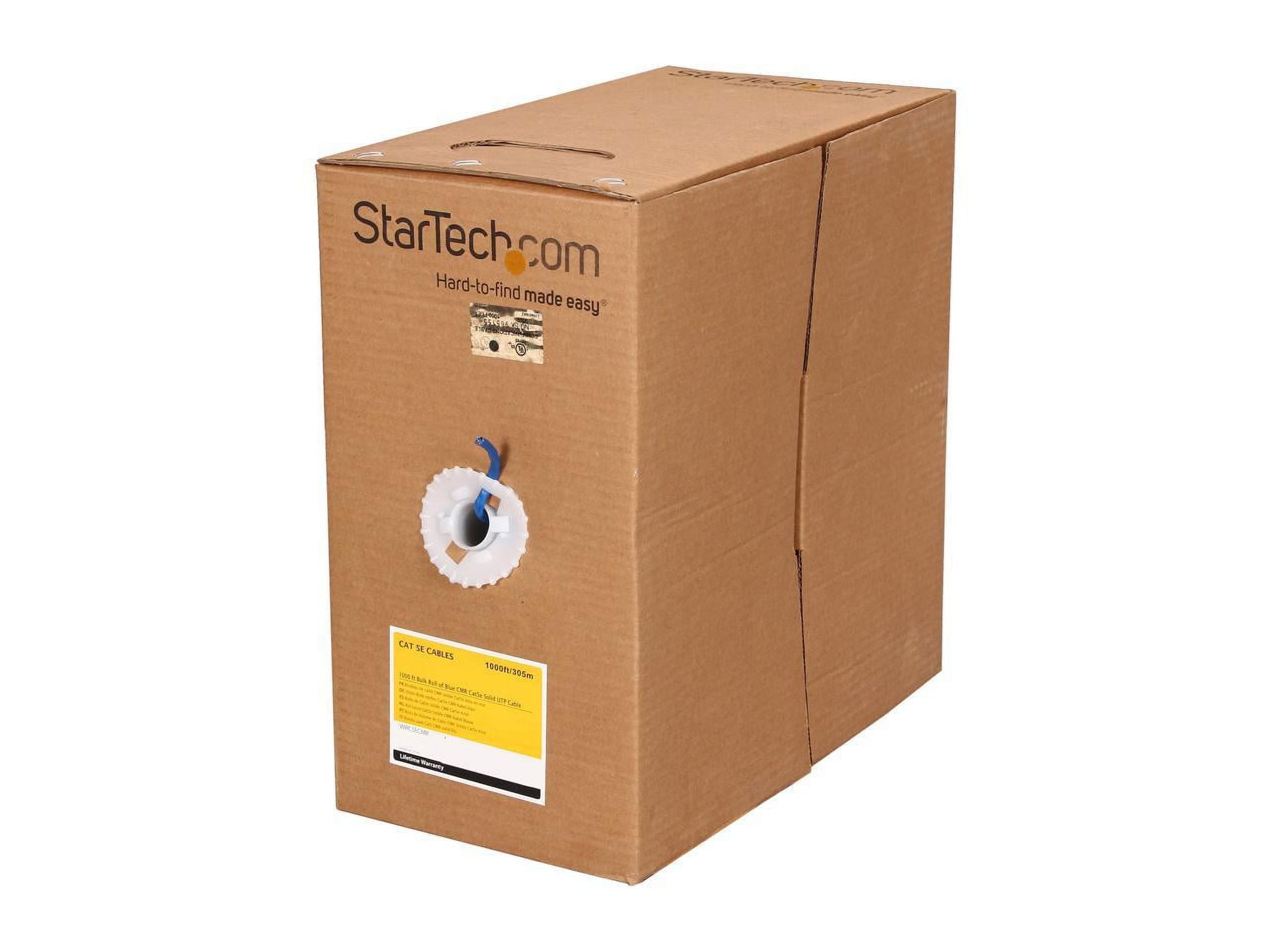 StarTech 1000 ft Bulk Roll of Blue CMR Cat5e Solid UTP Cable - 1000ft ...
