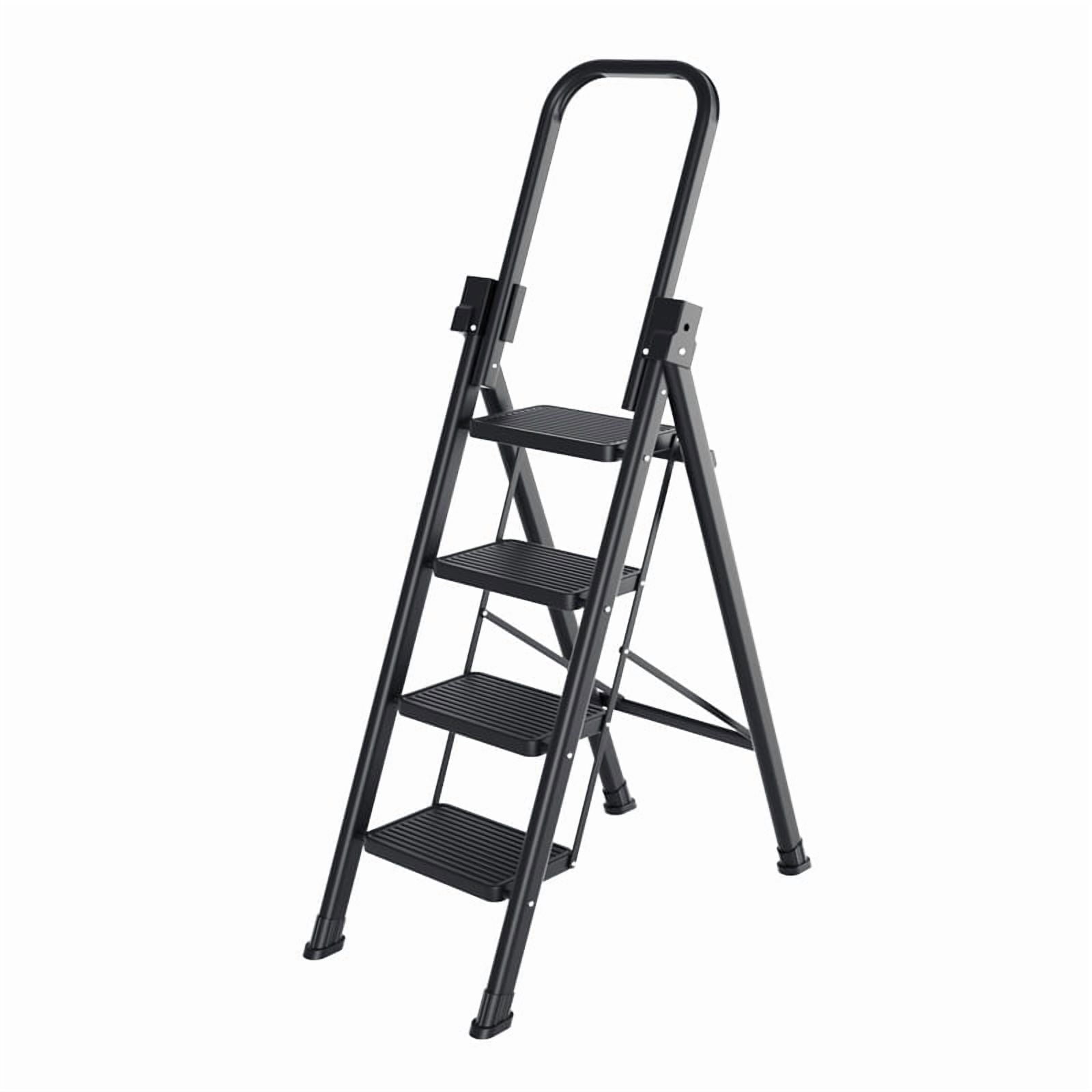 StarZe 4-Step Lightweight Ladder, Compact and Foldable Stool with Safe ...