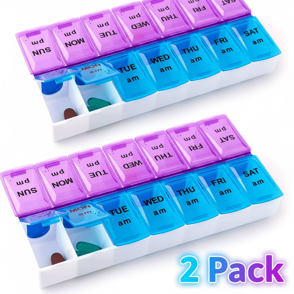 StarZe 7 Day AM/PM Pill Box Organizer,Protable Vitamin Case,Weekly ...
