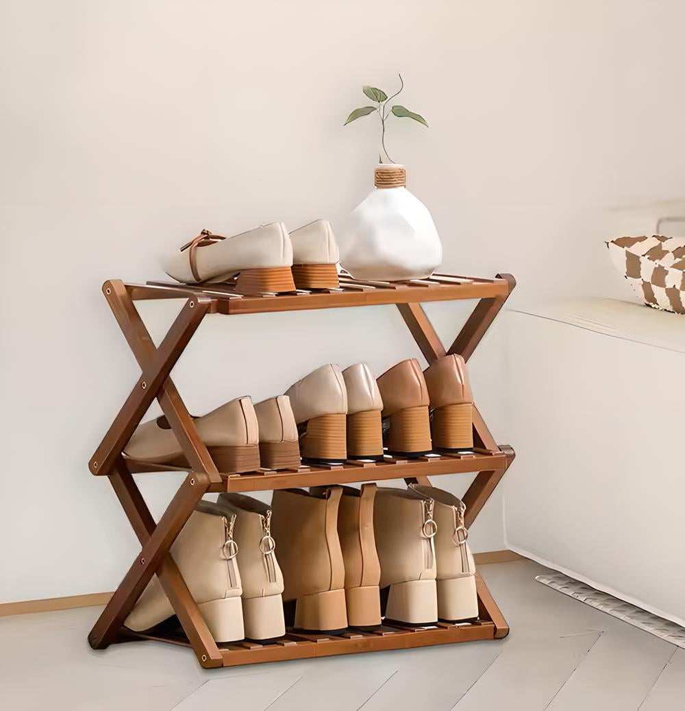 StarZe Bamboo 3 Tier Shoe Rack，9 Pairs Shoe，Eco-friendly& Space-Saving ...