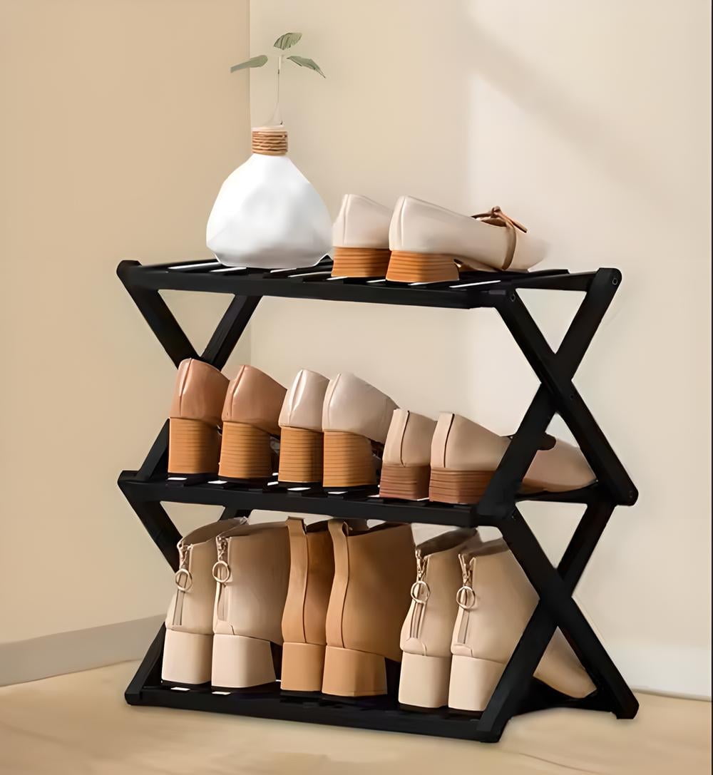 StarZe Bamboo 3 Tier Shoe Rack，9 Pairs Shoe，Eco-friendly& Space-Saving ...