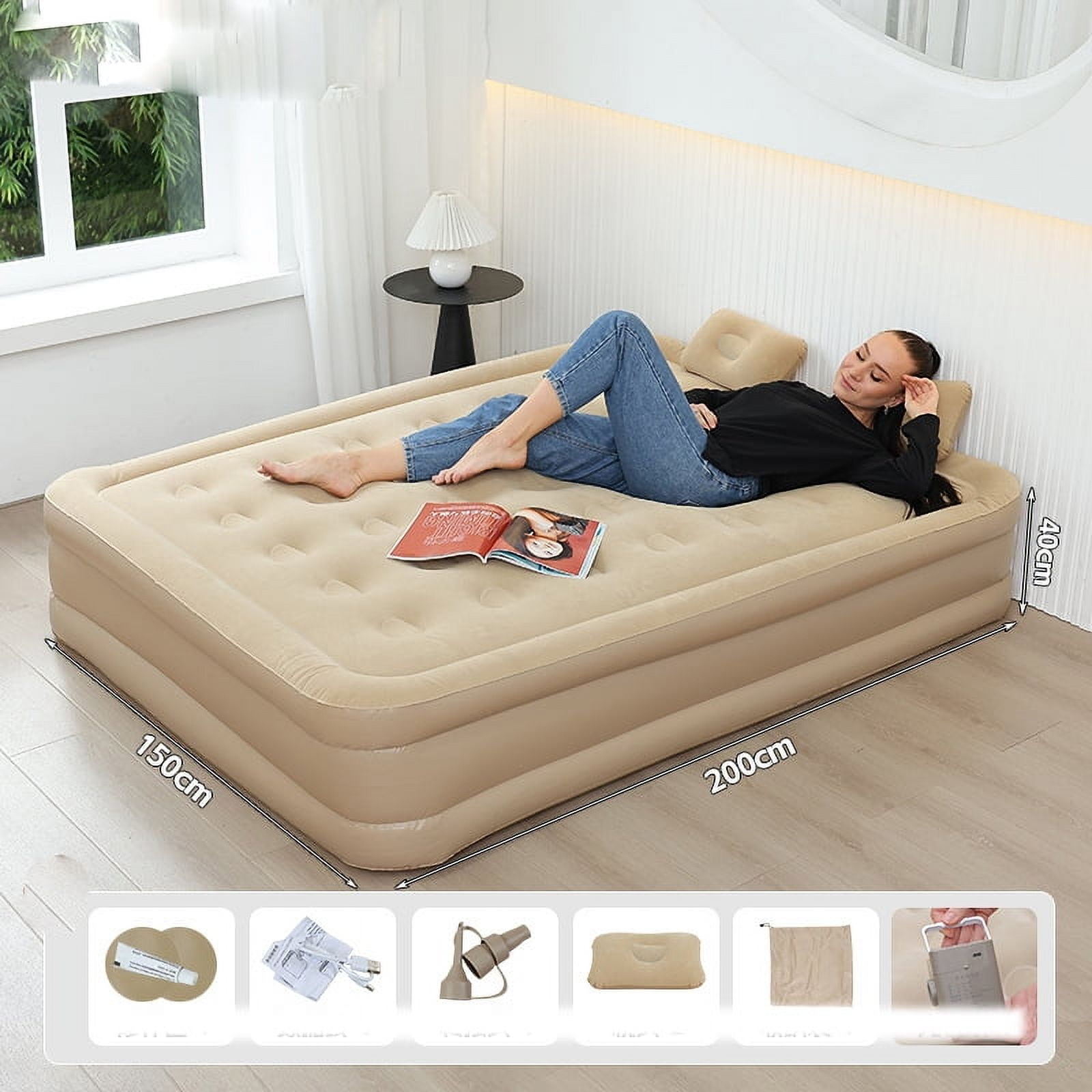 StarZe Air Mattress Queen with Built in Pump,Inflatable Portable ...