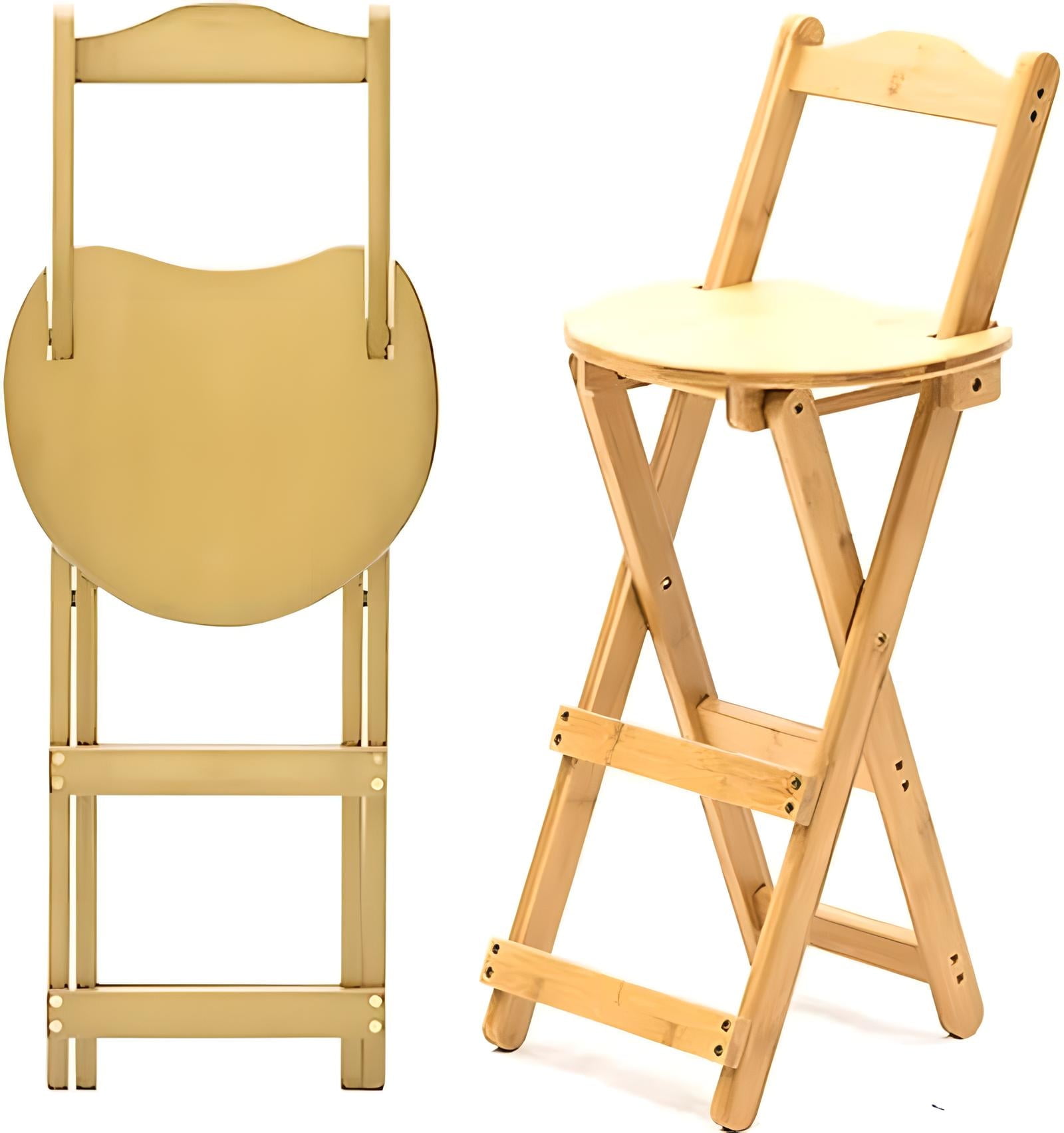 StarZe Folding Bamboo Bar Stool with Backrest,Portable Chair for Home ...