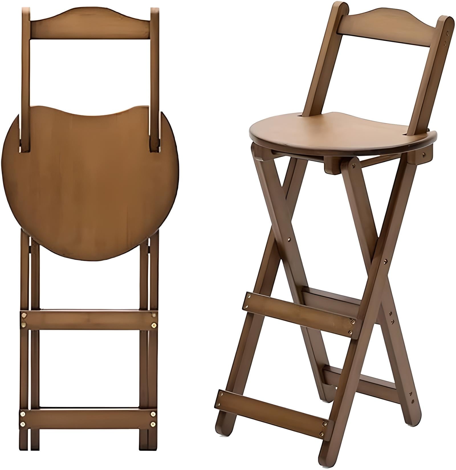 StarZe Folding Bamboo Bar Stool with Backrest,Portable Chair for Home ...