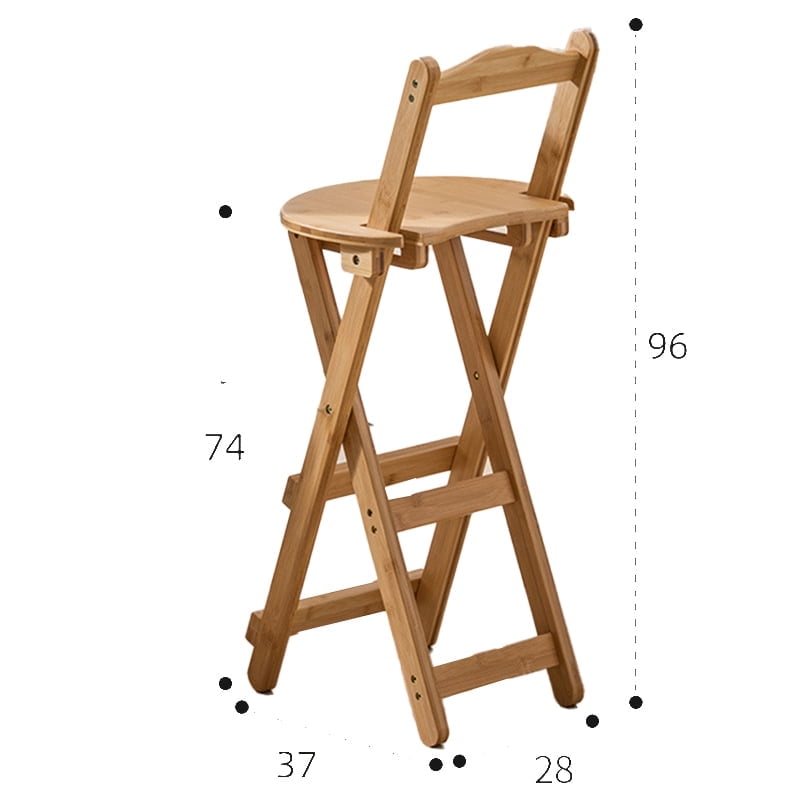 StarZe Folding Bamboo Bar Chair with Backrest,Portable Bar Stool for ...