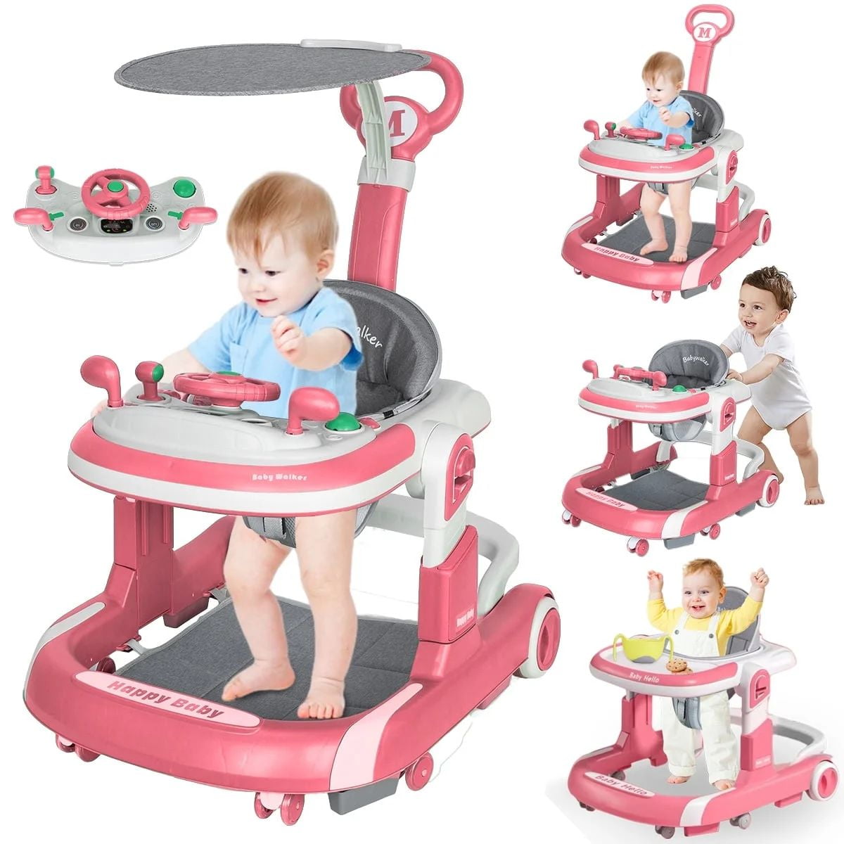 StarZe Multifunctional Baby Walkers, Height Adjustable Push Walker for ...