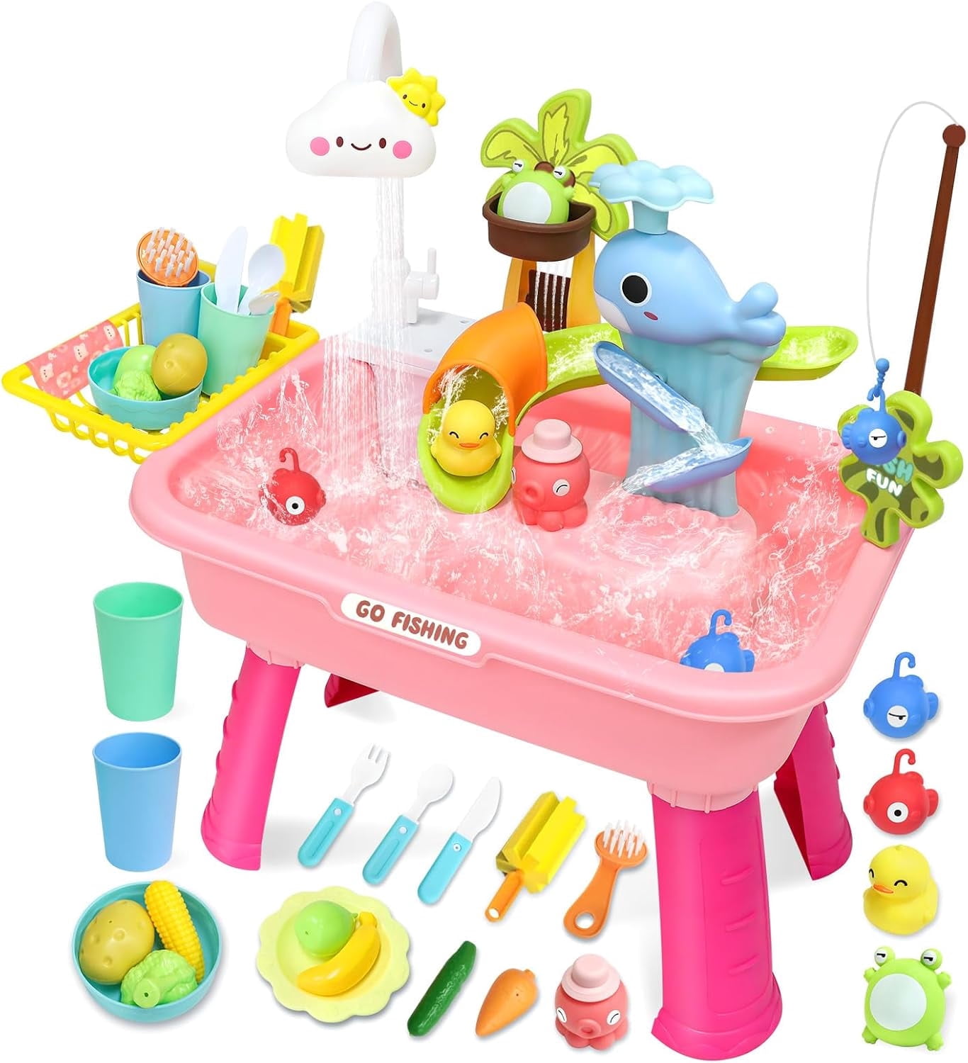 StarZe Water Table for Toddlers 1-3 with Electric Water Pump, Sand and ...