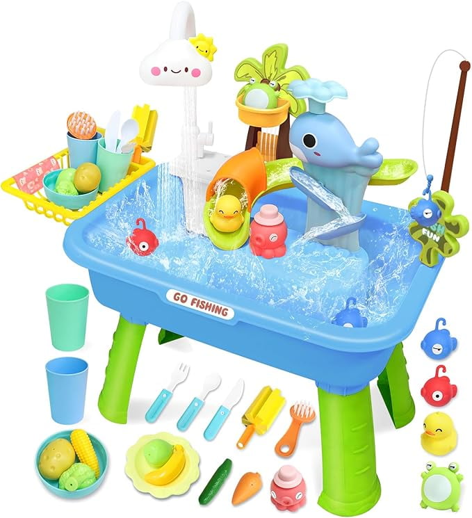 StarZe Water Table for Toddlers 1-3 with Electric Water Pump, Sand and ...