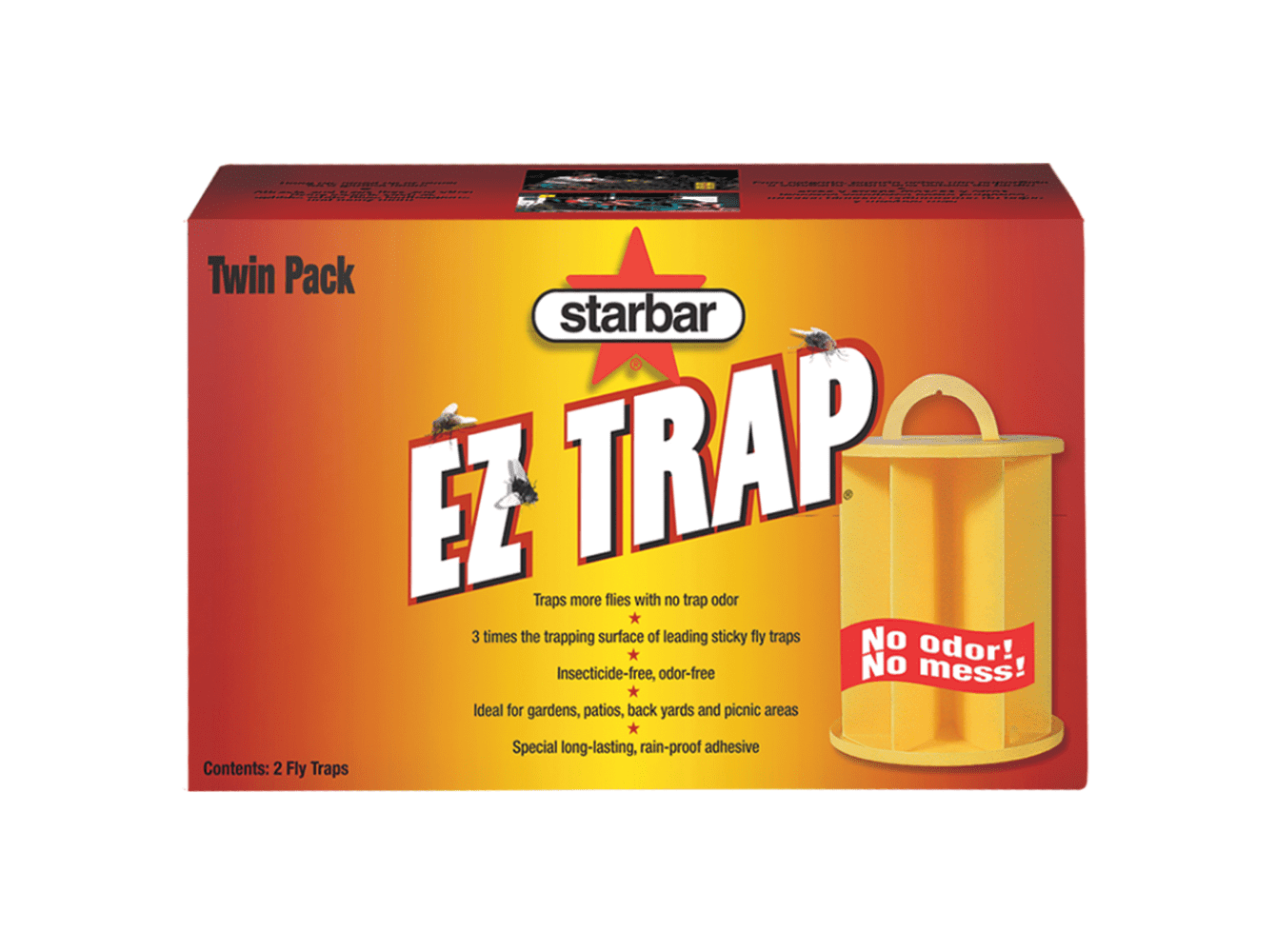 Starbar Ez Trap Sticky Fly Trap Insecticide Free 1 Twin Pack By