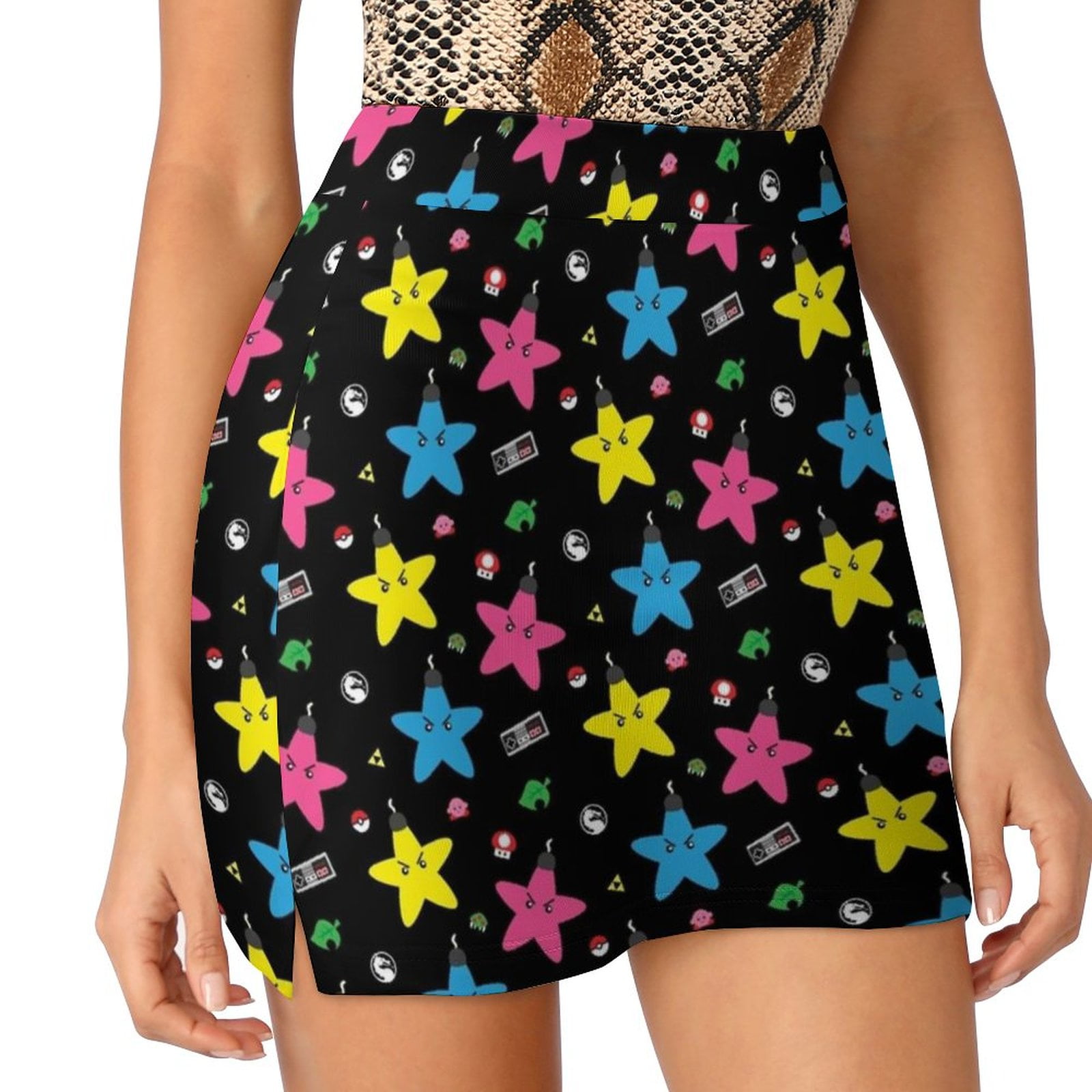 Starbomb Pattern Women's skirt Mini Skirts A Line Skirt With Hide ...
