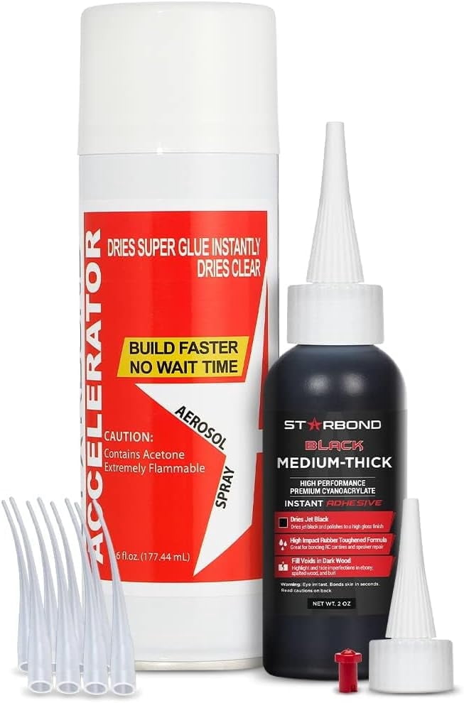 Starbond 2 oz. Black Medium Thick Premium CA Glue, 6 oz. Aerosol ...
