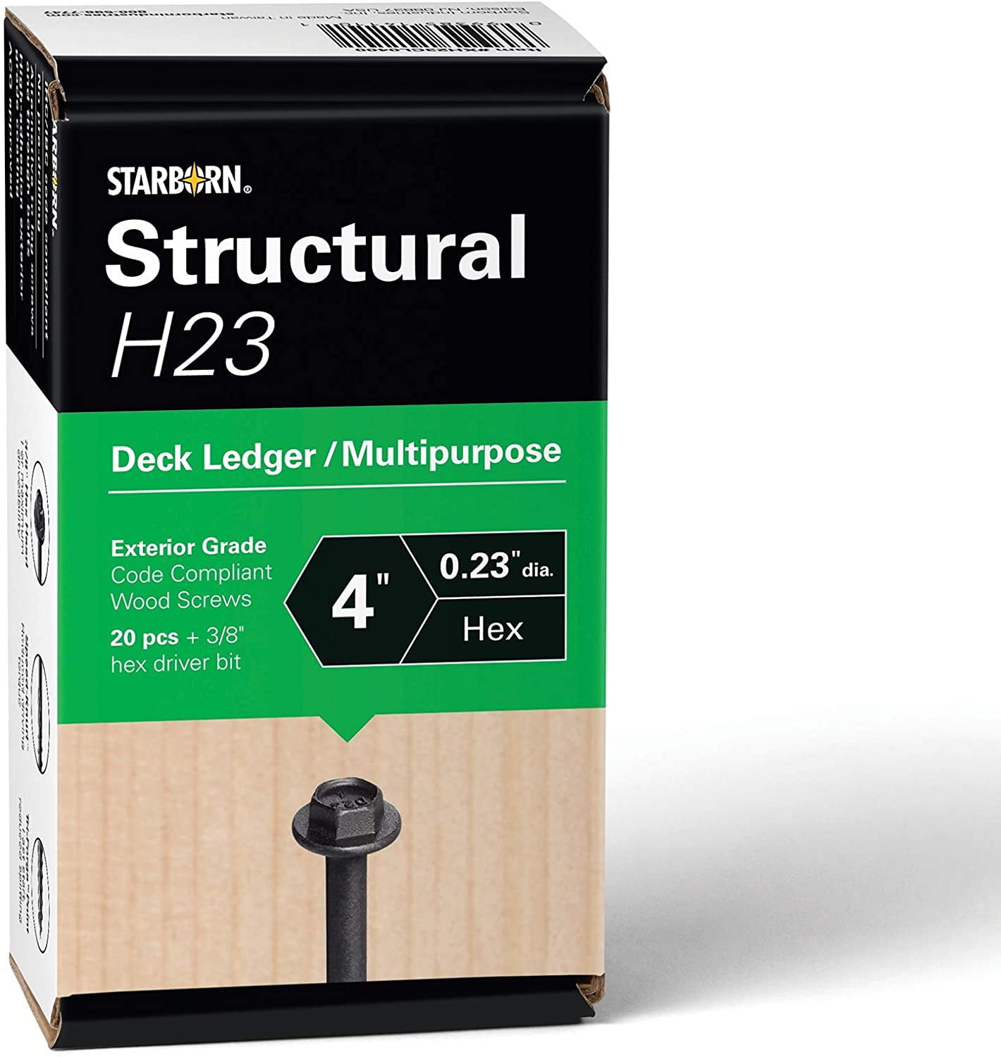 Starborn Structural H23 Deck Ledger Multi-Purpose Wood Screw (20, 4") - Walmart.com
