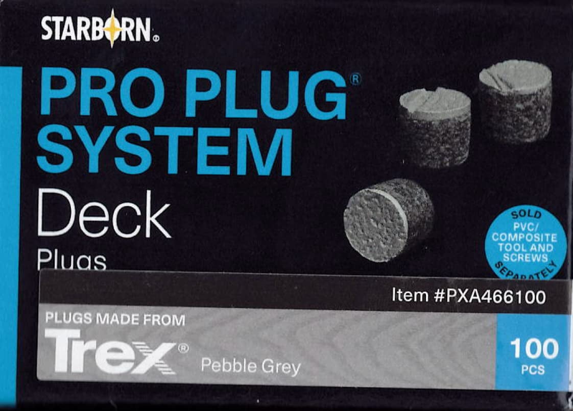 Starborn TREX Pro Plug System (Pebble Grey) - 100 PVC Deck Board Plugs ...