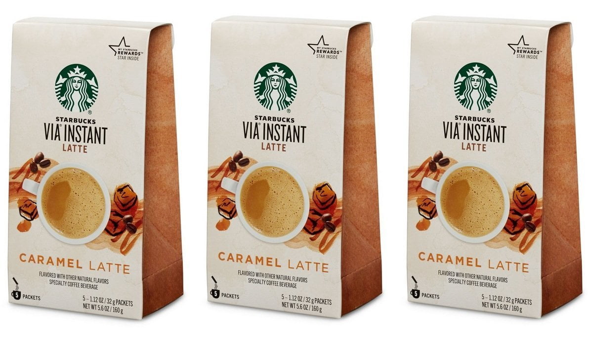 Starbuck's VIA Instant Caramel Latte, 100% Arabica Coffee, Natural ...