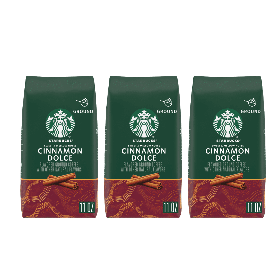 (3 pack) Starbucks Arabica Beans Cinnamon Dolce, Naturally Flavored, Ground Coffee, 11 oz ...