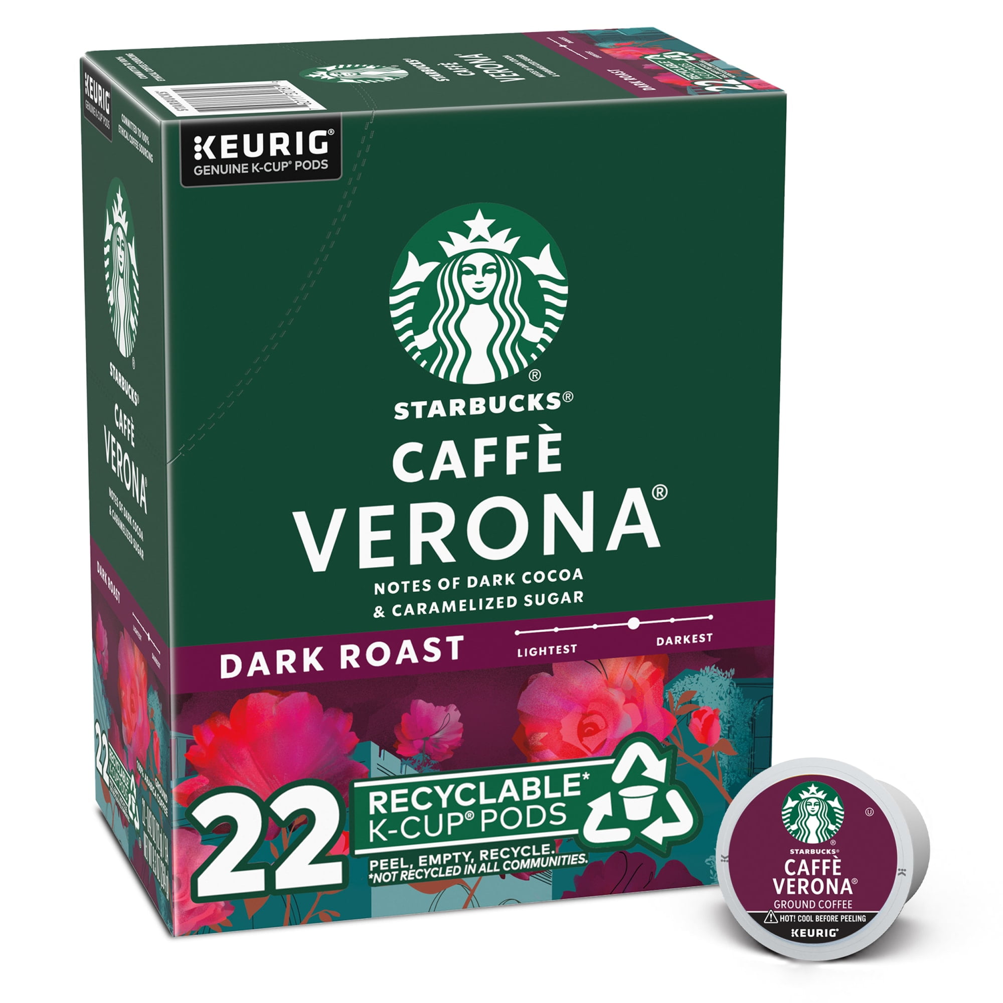 Starbucks Caffè Verona, Dark Roast Coffee, Keurig K-Cup Coffee Pods, 22 ...