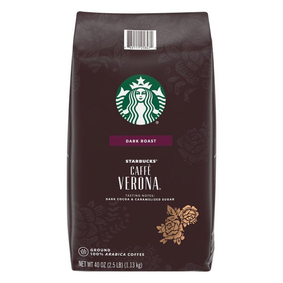 Starbucks Caffe Verona Dark Roast Ground Coffee, 40 oz, Bold and Cocoa ...