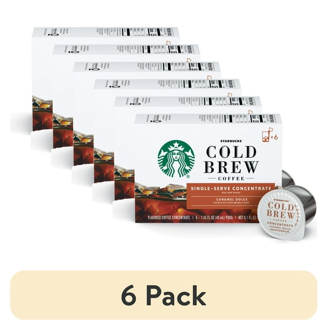 (6 pack) Starbucks Caramel Dolce Naturally Flavored Cold Brew Coffee, Single-Serve Concentrate ...