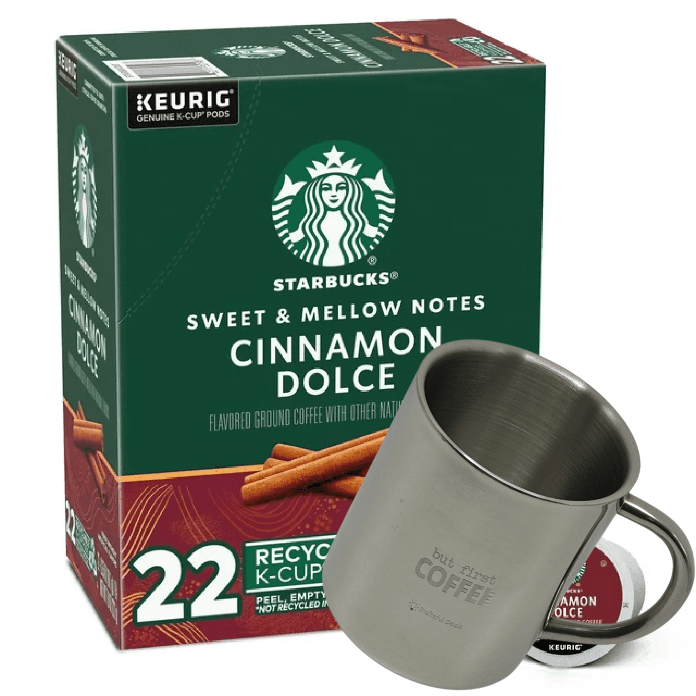 Starbucks Cinnamon Dolce K Cups Flavored Coffee & Stainless Steel ...