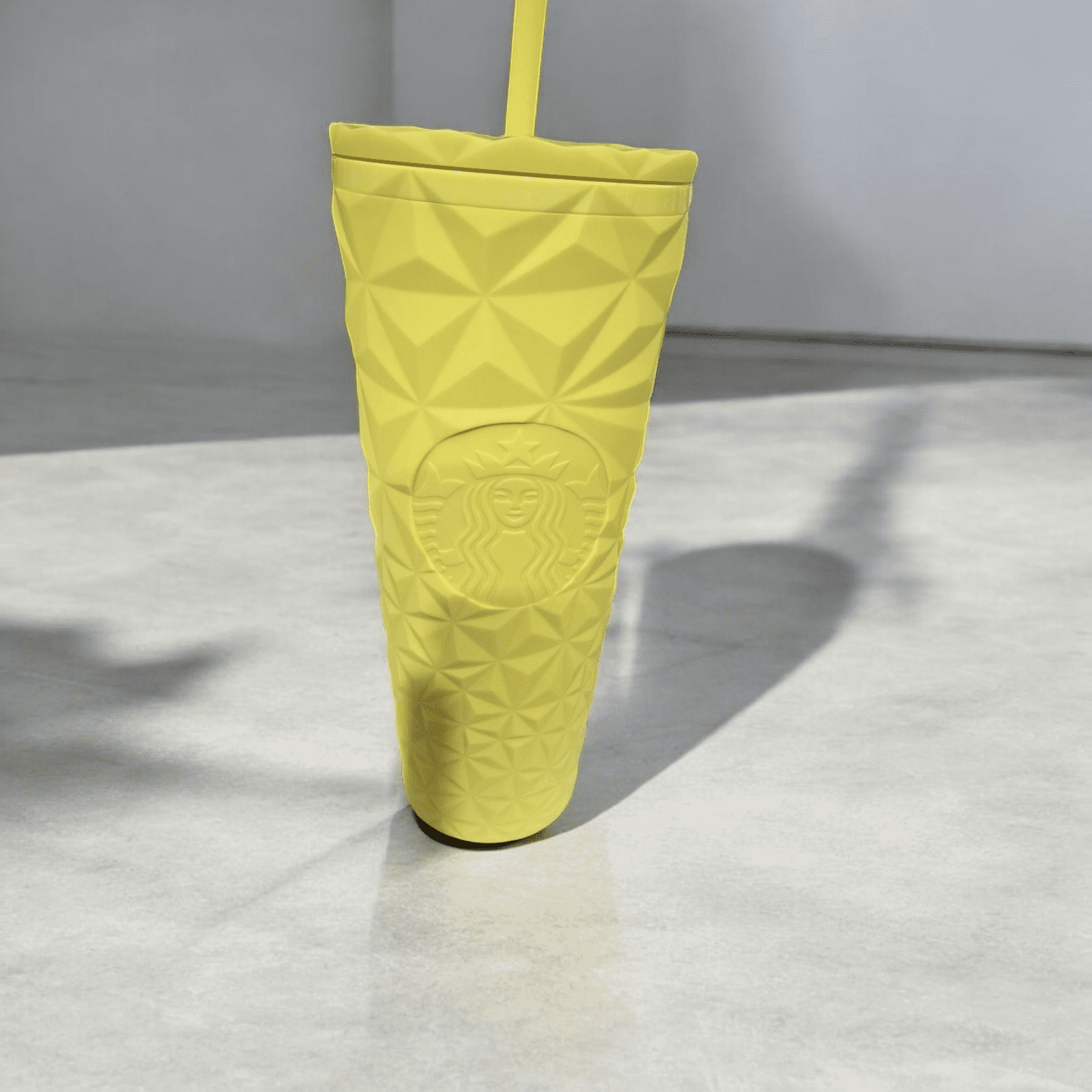 Starbucks Cold Beverage Tumbler 24oz Yellow Geometric With Straw ...