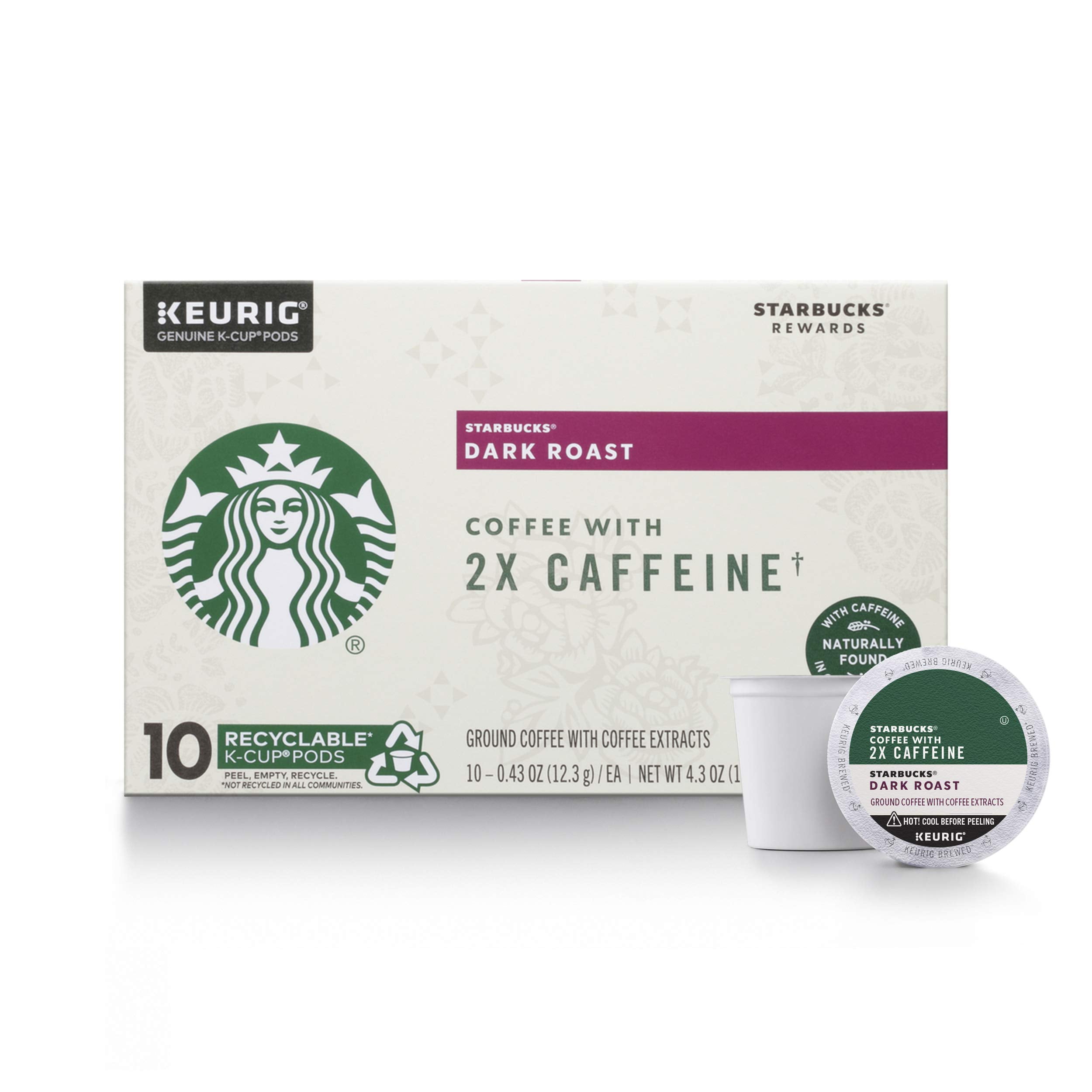 Starbucks Dark Roast Coffee K-Cups With 2X Caffeine | Coffee Pods For ...