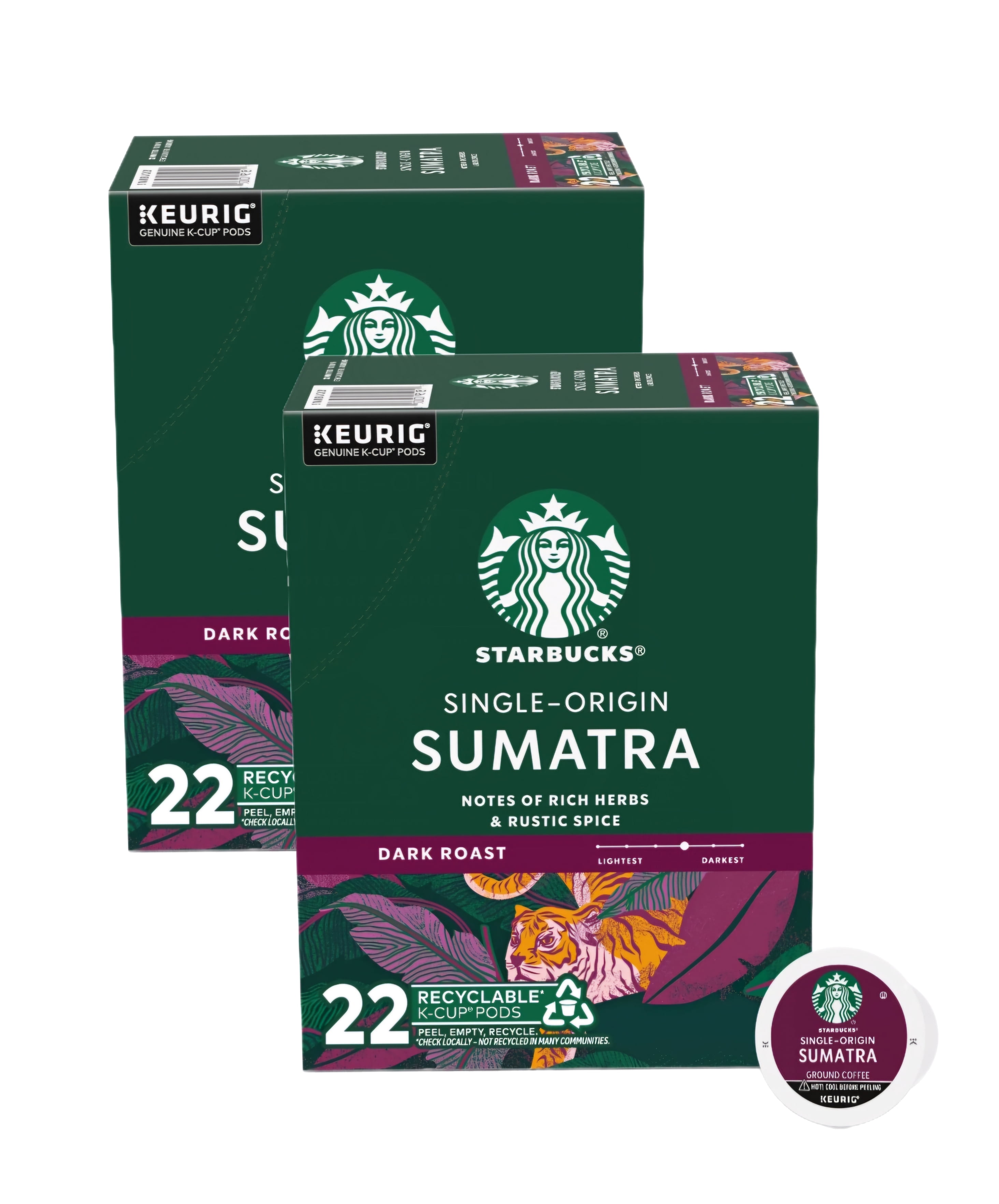 Starbucks Coffee Sumatra K Cups, Dark Roast, 44 Pods Total - Walmart.com