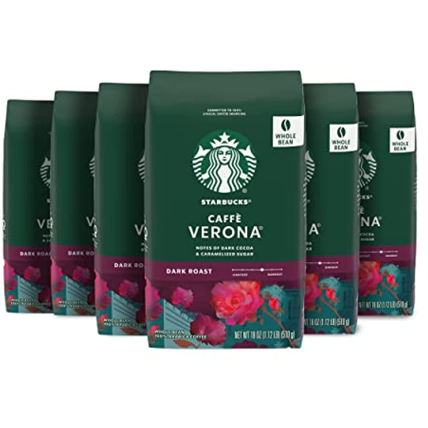 Starbucks Caffe Verona Dark Roast Whole Bean Coffee, 100% Arabica, 6 ...