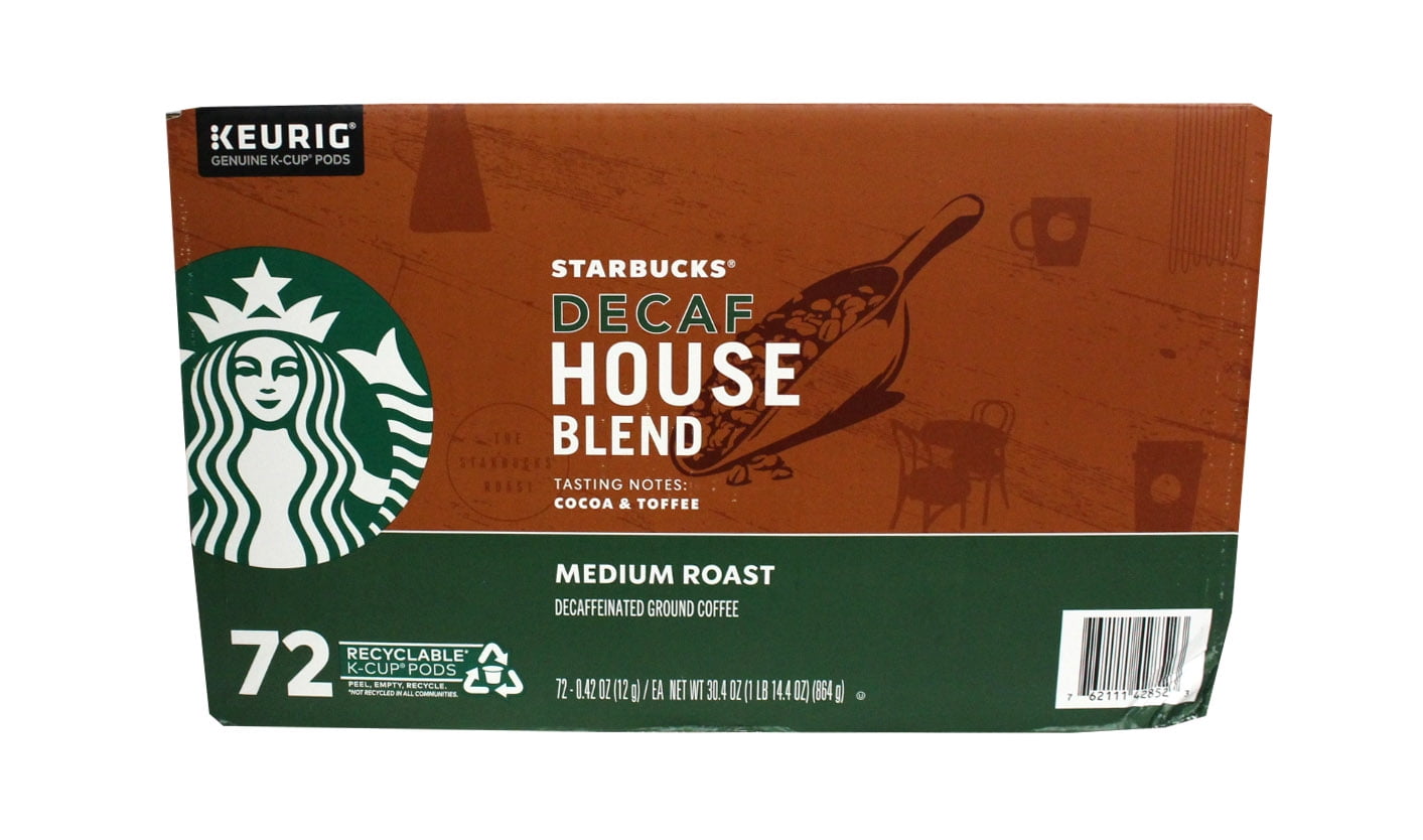 Starbucks Decaf House Blend Medium Roast Ground Coffee, 72 K-Cup Pods ...