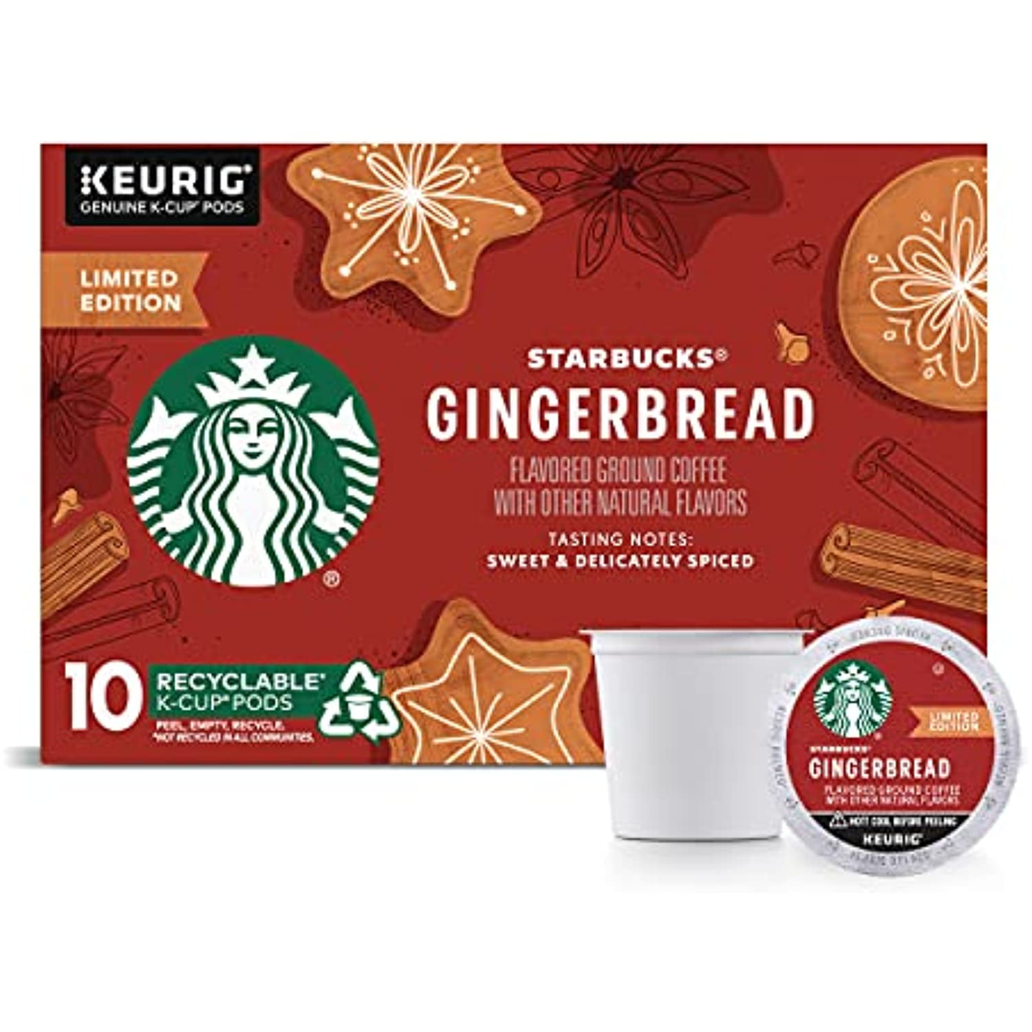 Starbucks Gingerbread Flavored Coffee K-Cup Pods for Keurig Brewers ...