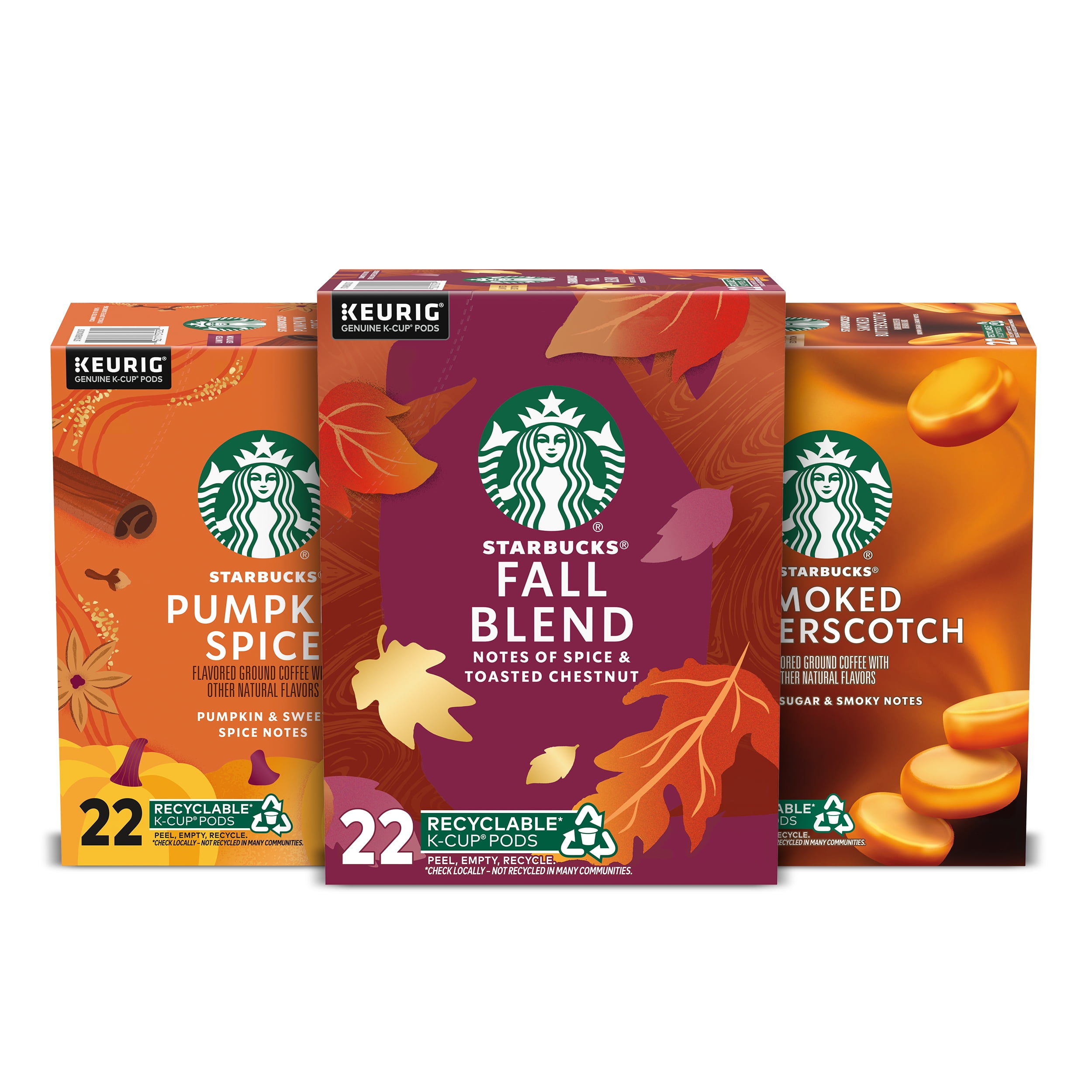 Starbucks Flavored Keurig K-Cup Coffee Pods, Variety Pack, Pumpkin Spice, Fall Blend, Smoked ...