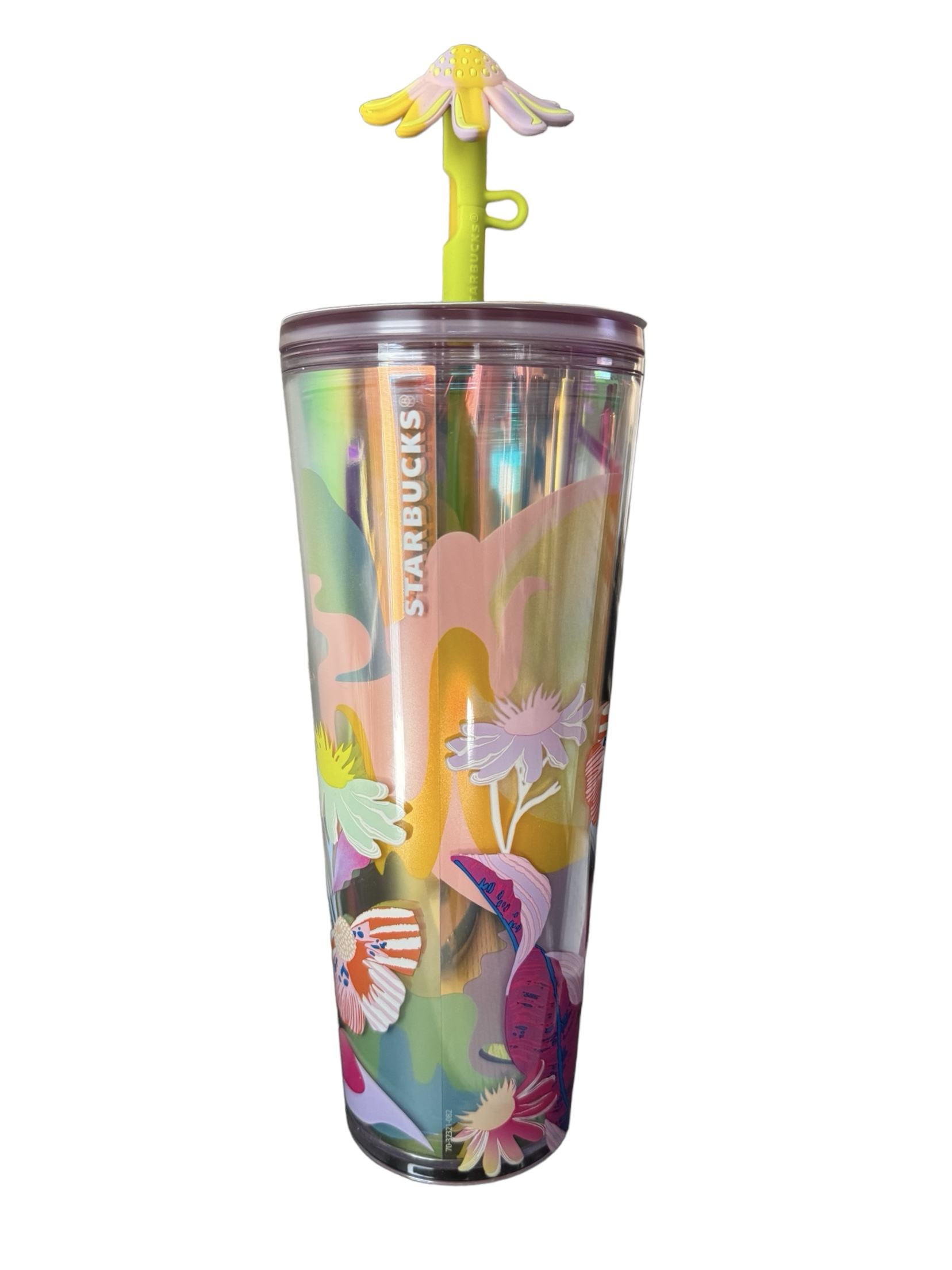 Starbucks Flower Field With Flower Straw Topper Plastic Cold Cup 24oz ...
