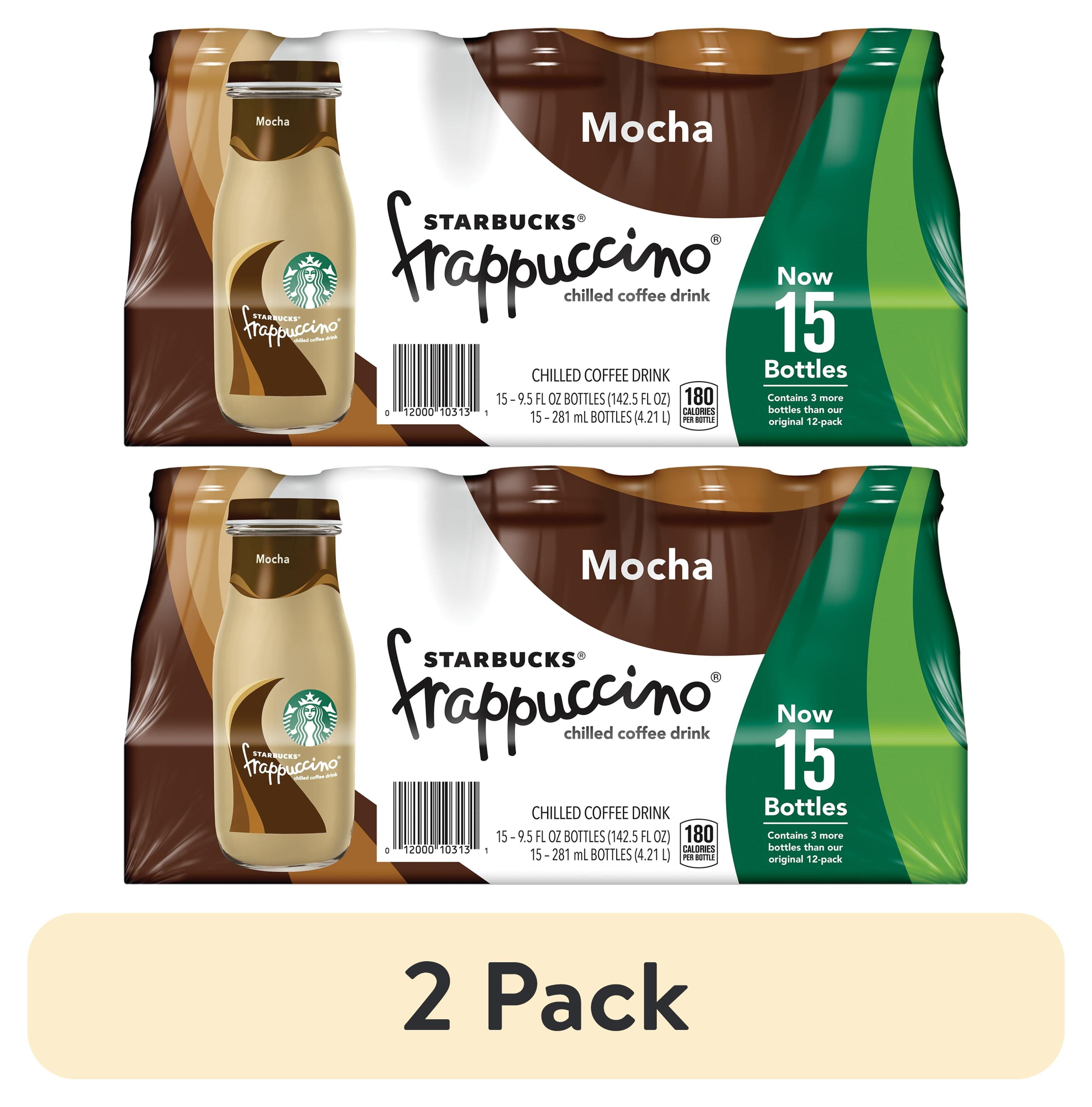 (2 pack) Starbucks Frappuccino Mocha Iced Coffee Drink, 9.5 fl oz 15 ...