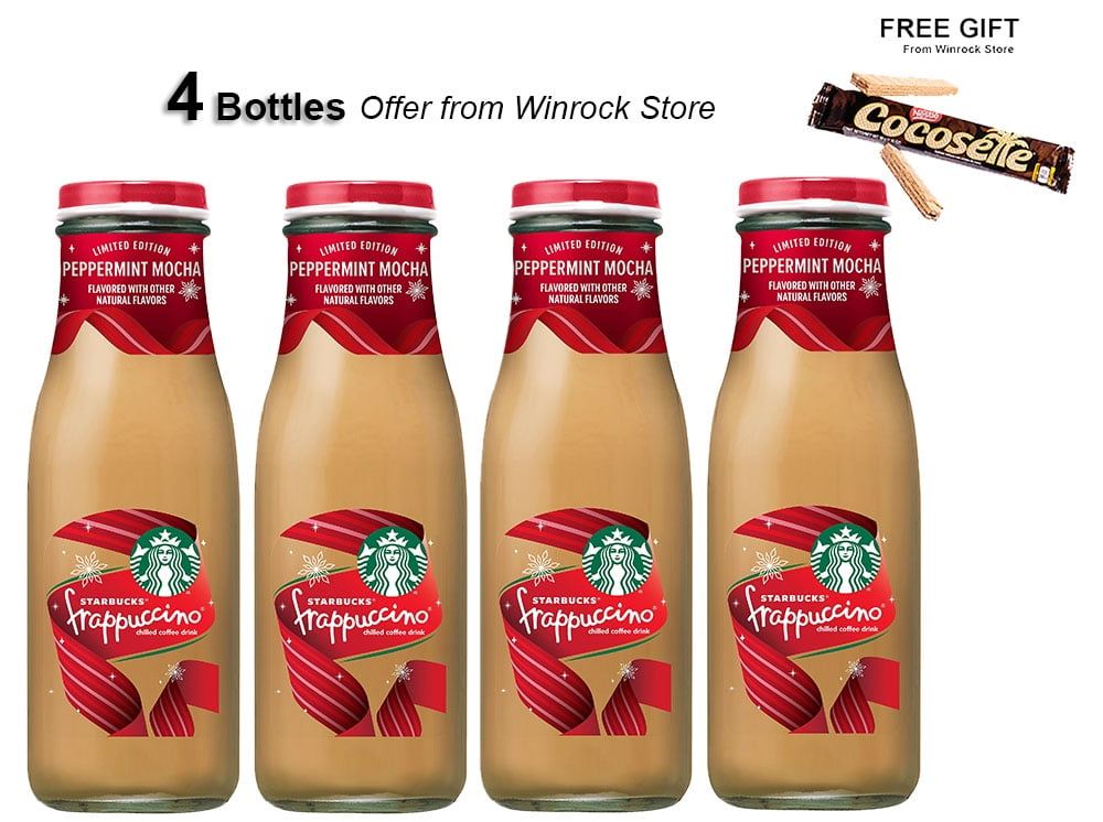 Starbucks Frappuccino Peppermint Mocha Iced Coffee Drink Limited Edition, 13.7 fl oz (4 Bottles ...