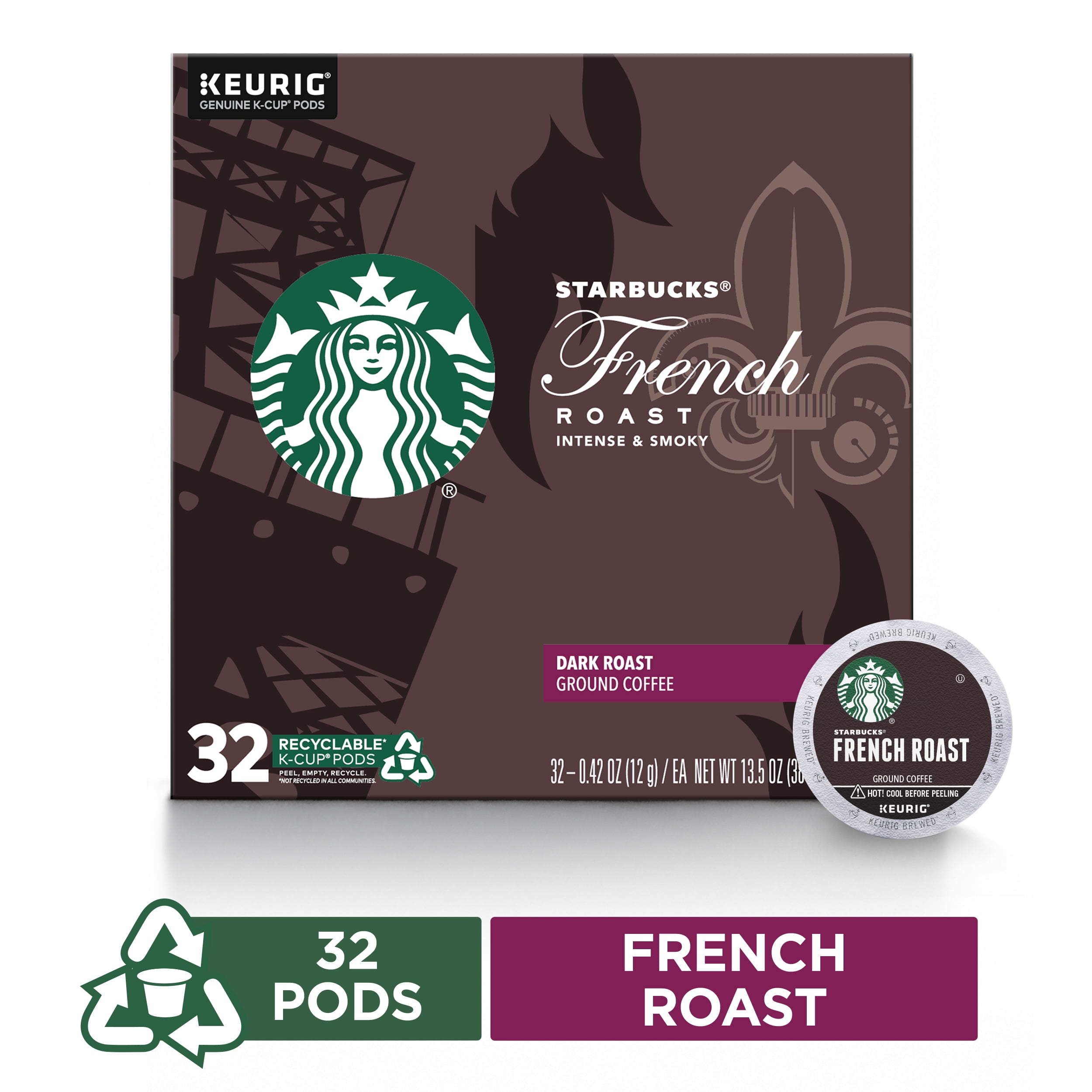 Starbucks French Roast, Dark Roast K-Cup Coffee Pods, 32 Ct K Cups ...