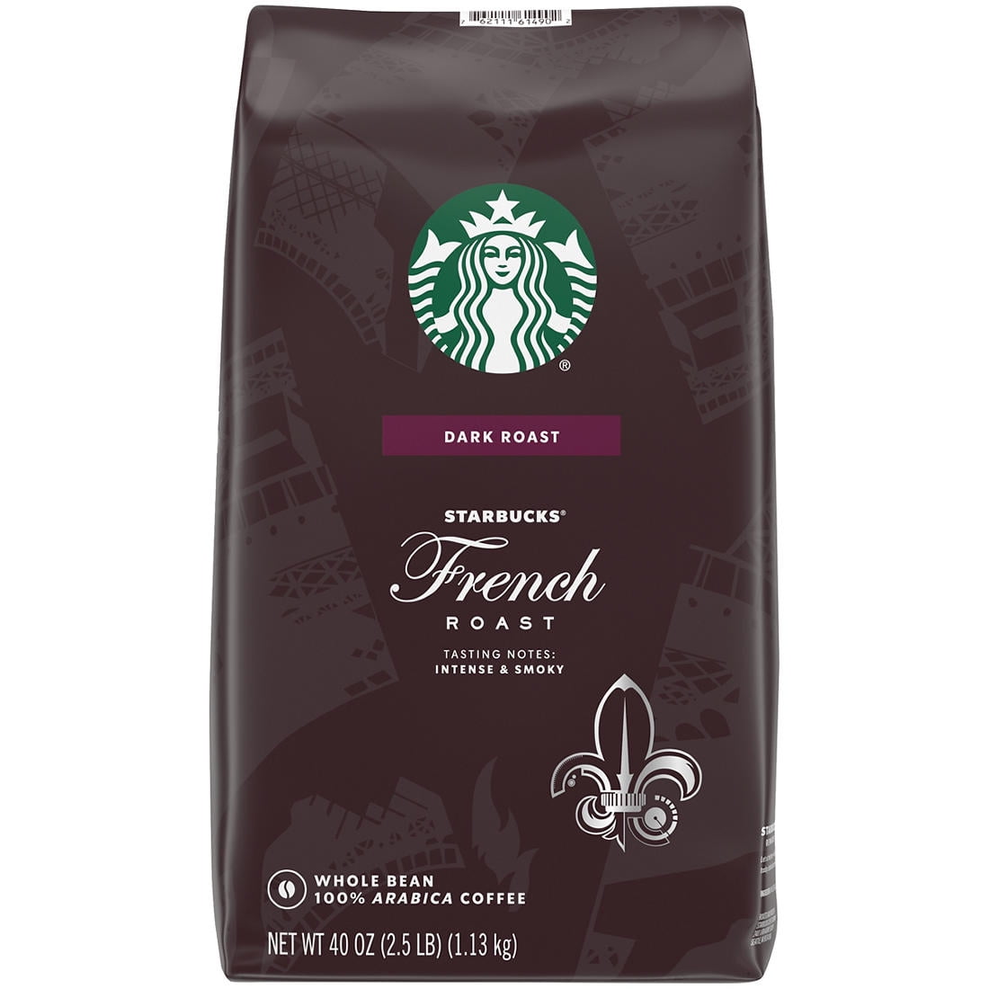 Starbucks French Roast Dark Roast Whole Bean Coffee, 1 Bag (40 Oz ...
