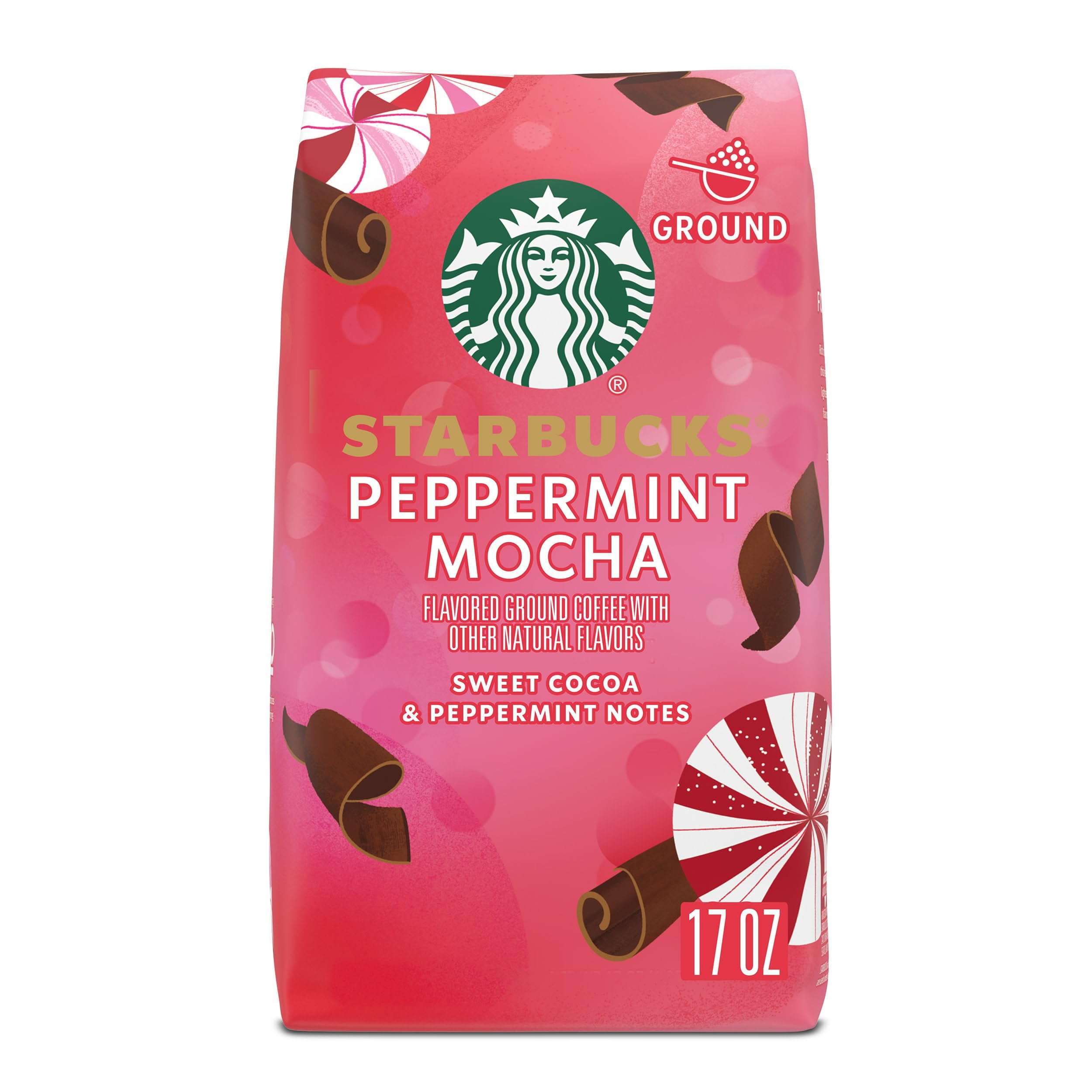 Starbucks Ground Coffee, Peppermint Mocha Naturally Flavored Coffee ...