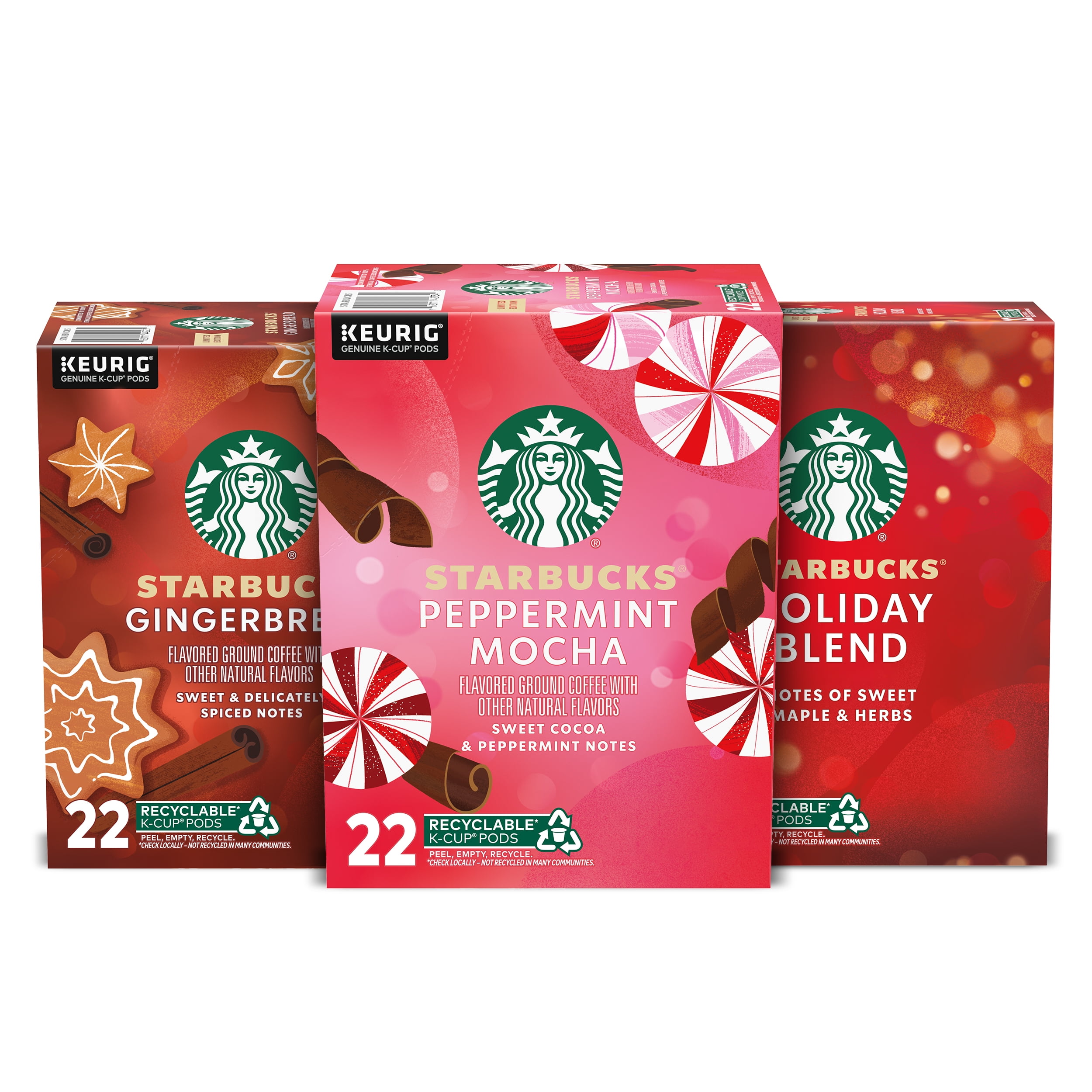 Starbucks Holiday Variety Pack, Medium Roast & Natural Flavored K-Cup ...