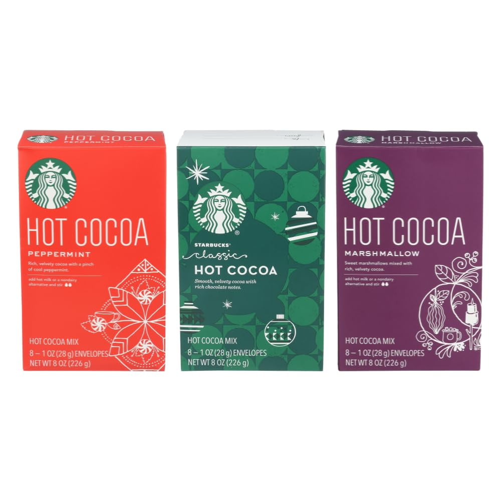 Starbucks Hot Cocoa Mix Packets Variety Pack, 1 Box Peppermint Hot ...
