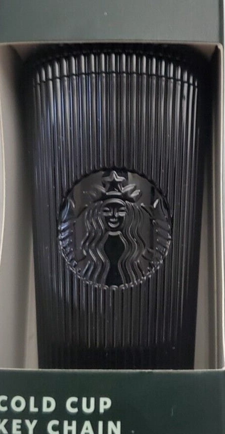 Starbucks Jet Black Pleated Metallic Core 2024 Key Chain Tumbler Cold ...