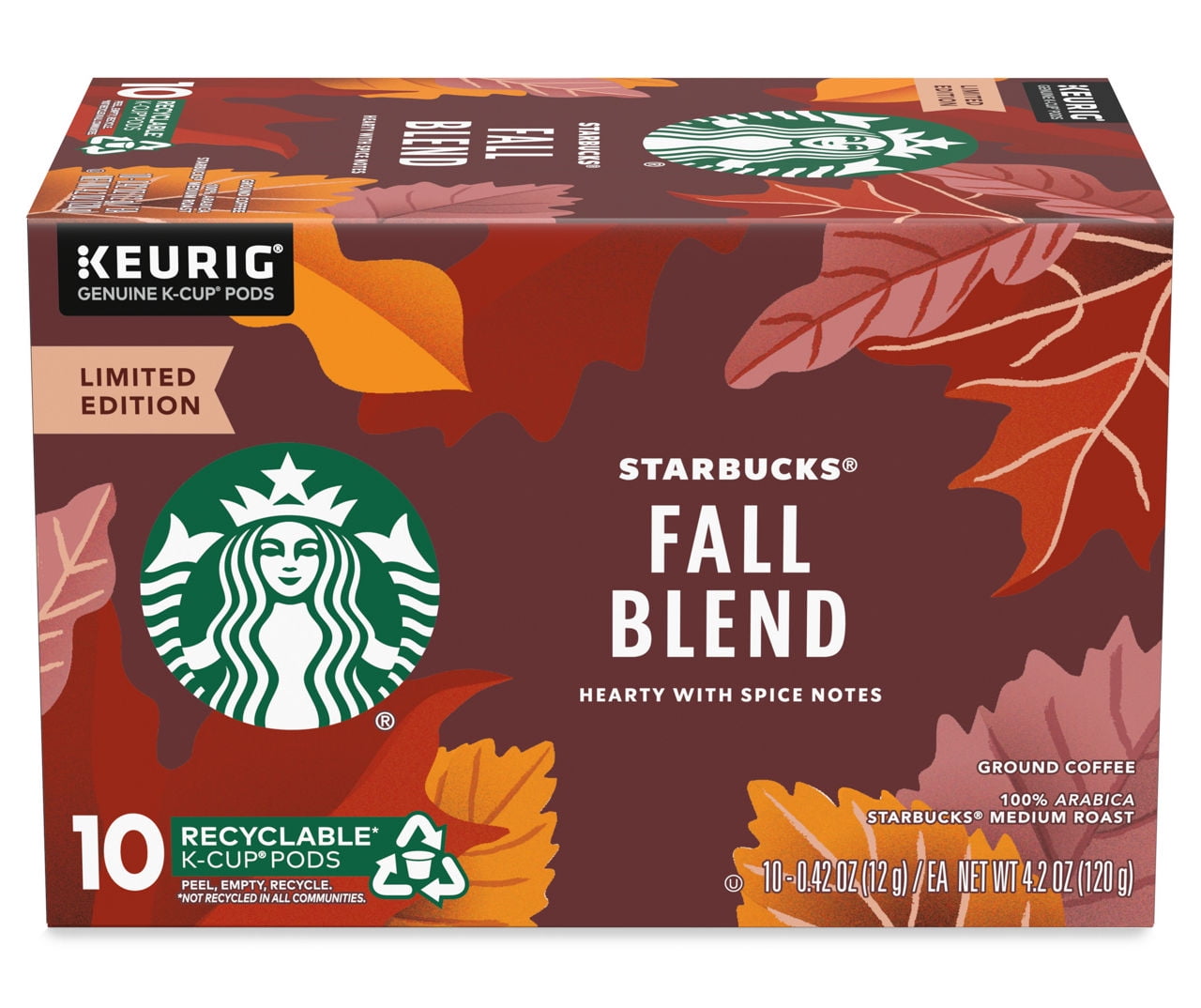 Starbucks K-Cup Coffee Pods, Fall Blend Medium Roast Coffee for Keurig Brewers, 100% Arabica ...