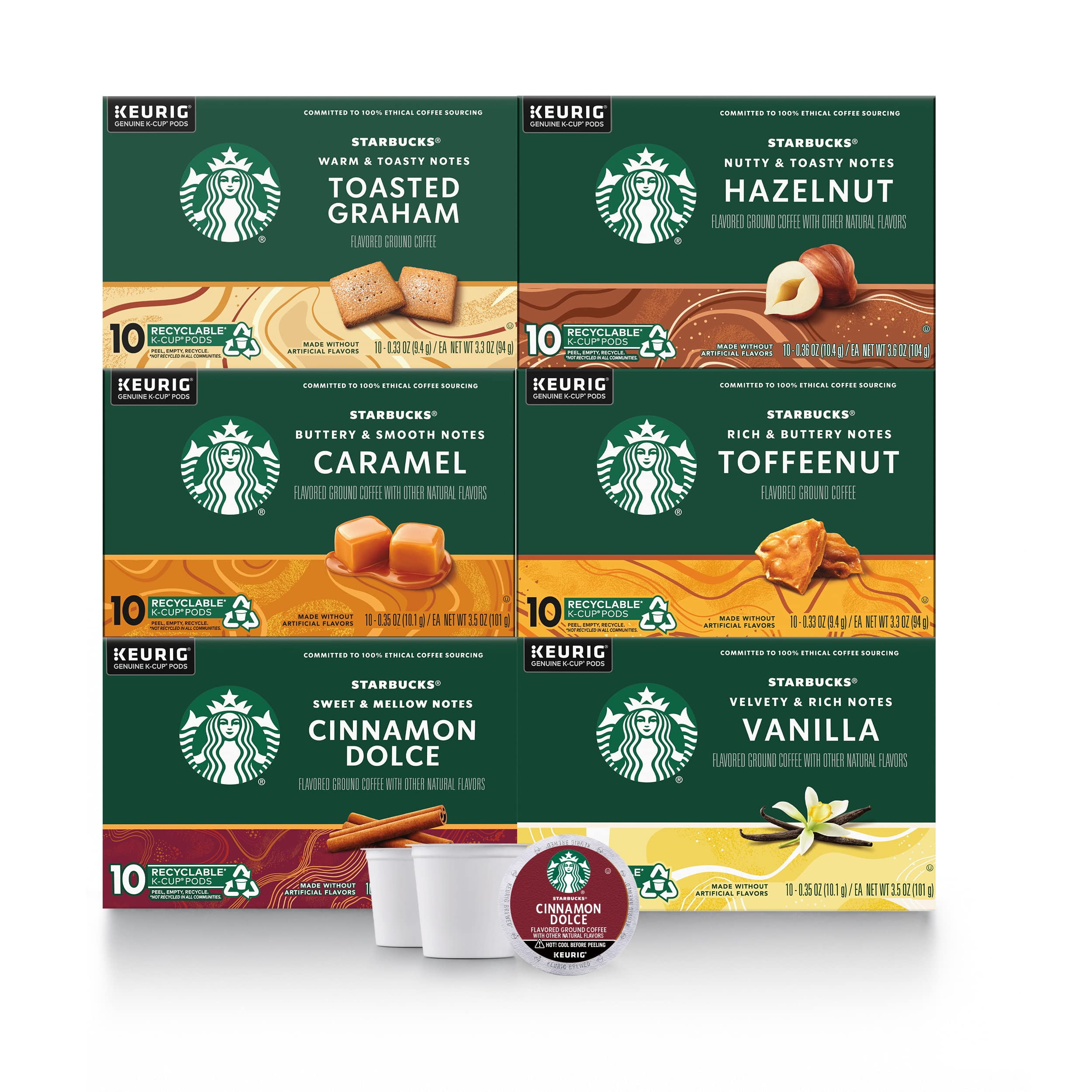 Starbucks K-Cup Coffee Pods—Flavored Coffee—Variety Pack For Keurig Brewers—Naturally Flavored ...