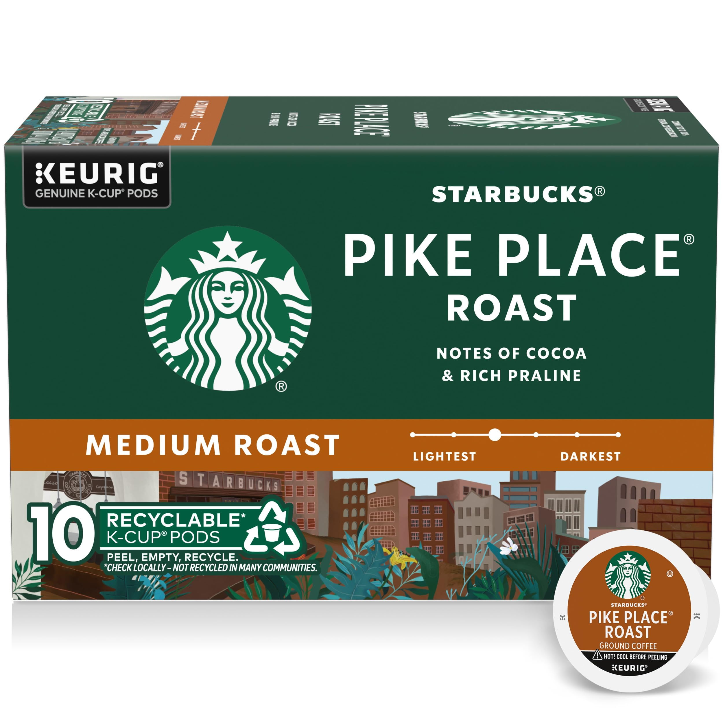 Starbucks K-Cup Coffee Pods, Medium Roast Coffee, Pike Place Roast For ...